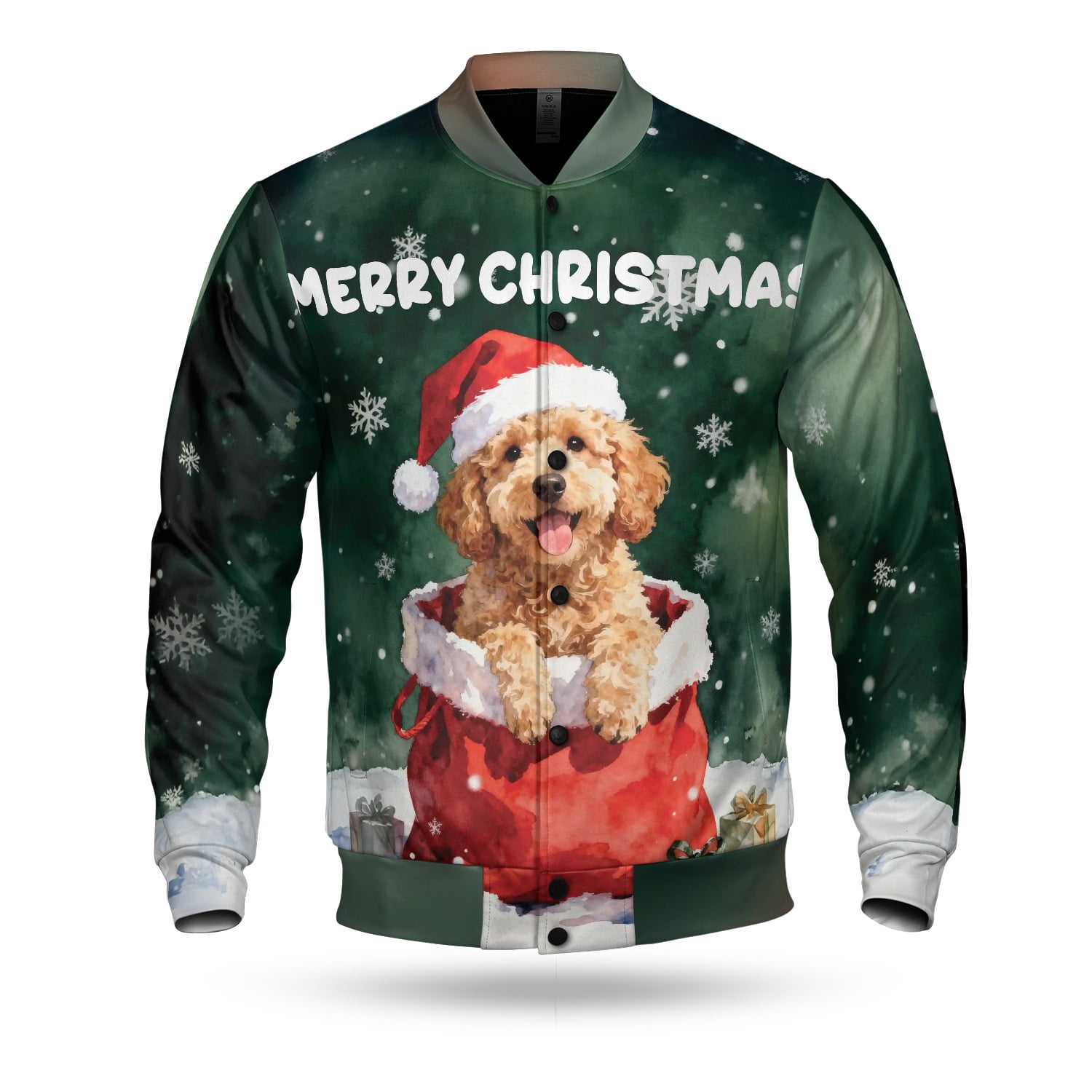 Santa Surprise Gift Goldendoodle Merry Cheerful Christmas All Over ...