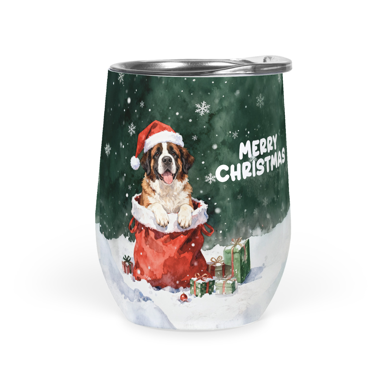 Santa Surprise Gift Saint Bernard Merry Cheerful Christmas 12oz ...