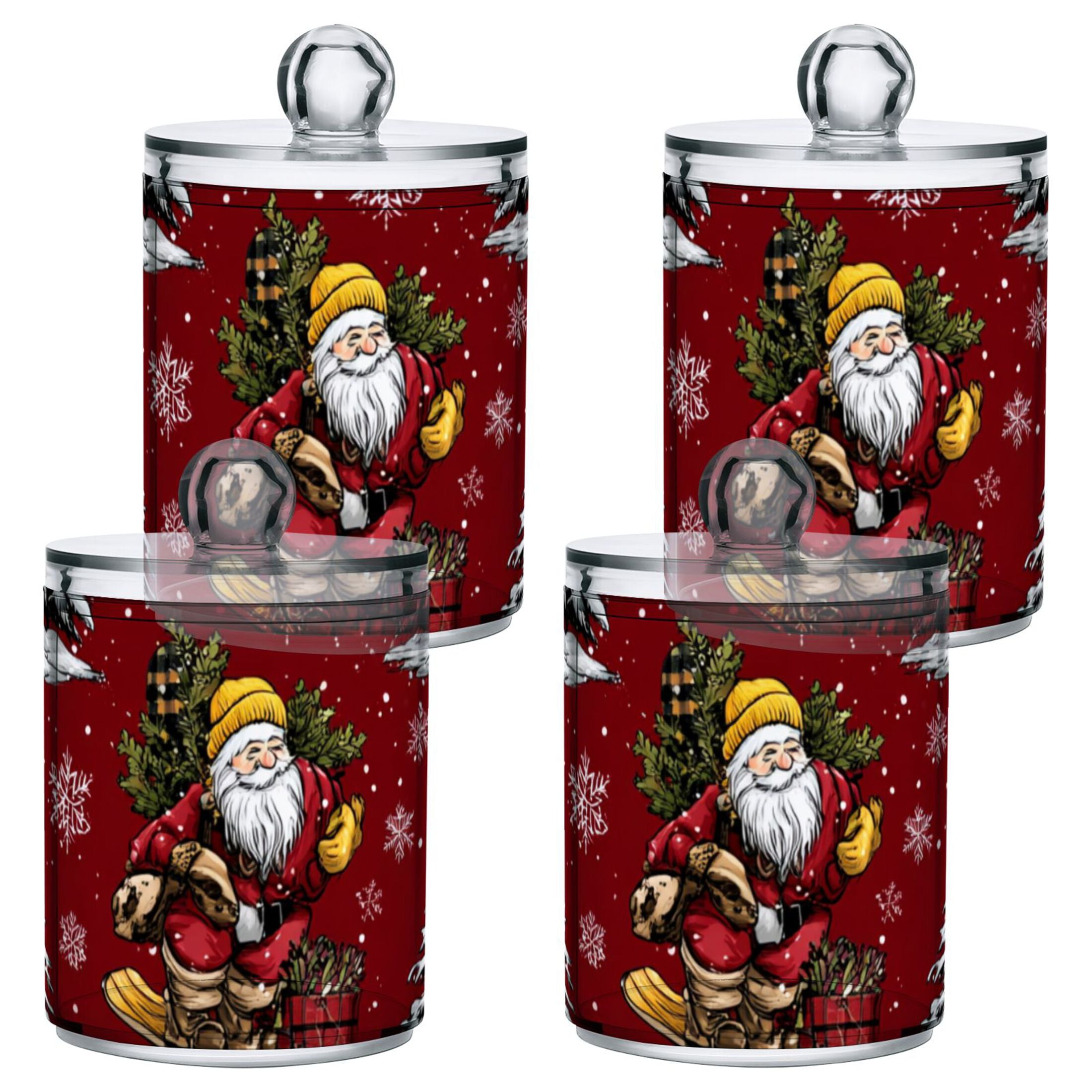 Santa Take Sleigh Through Christmas Tree Forest Translucent Plastic ...
