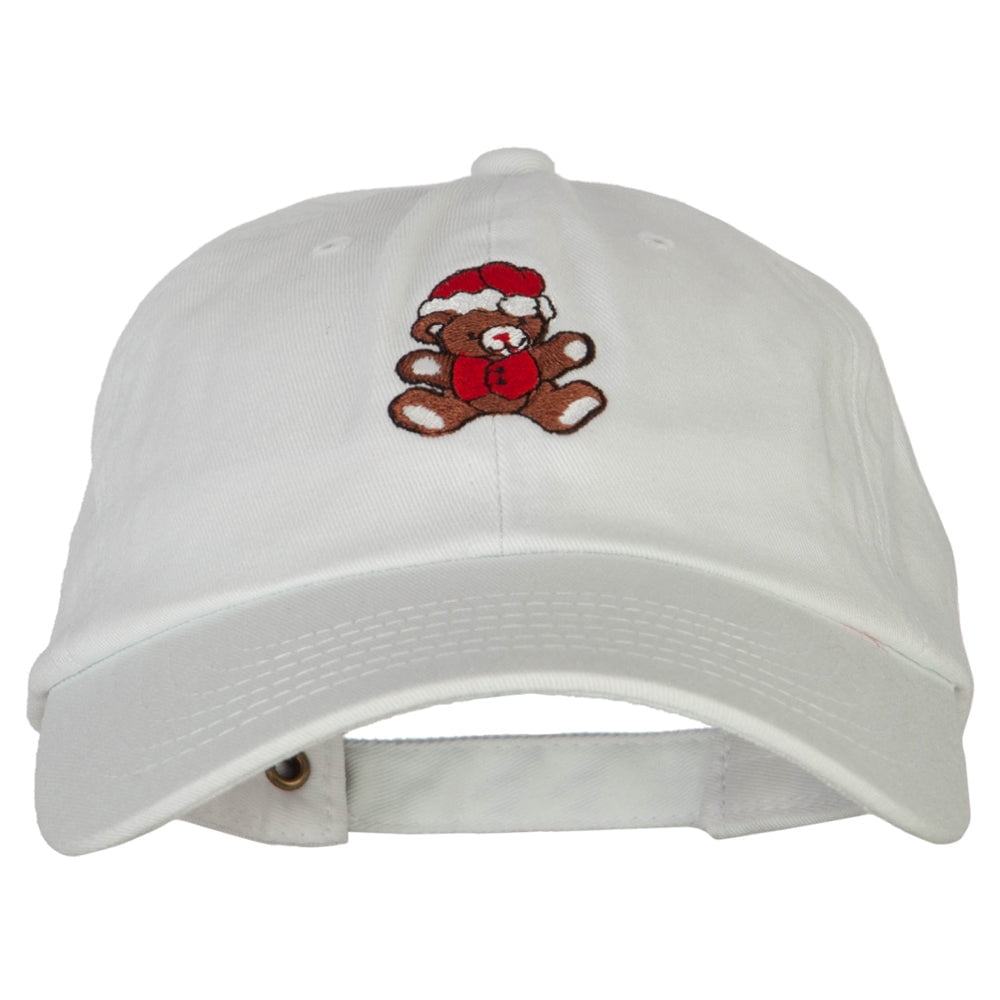 Santa Teddy Bear Embroidered Unstructured Washed Cap - White OSFM ...