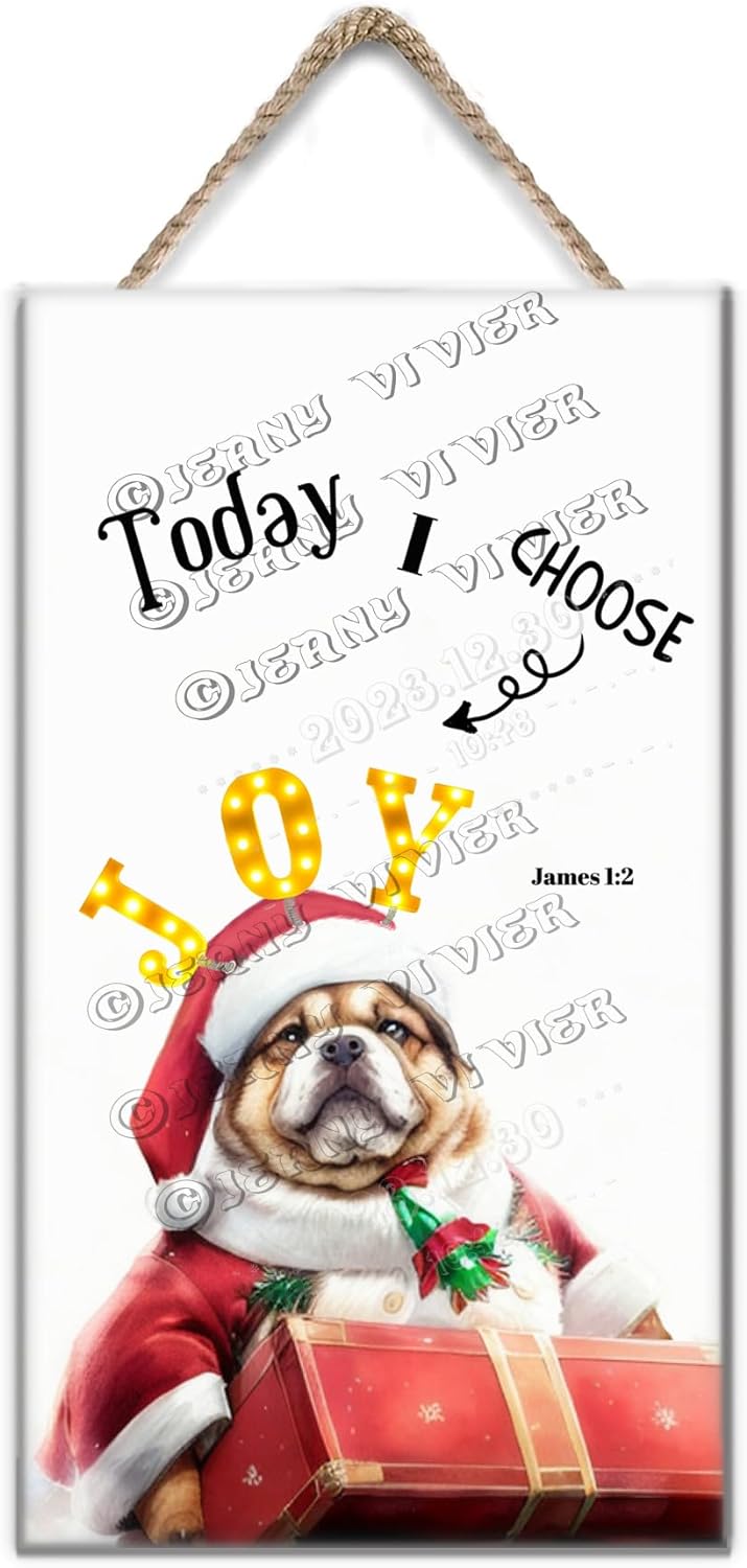 Santa Today I Choose joy Dog Wooden Sign, Christmas Decorative Wooden ...