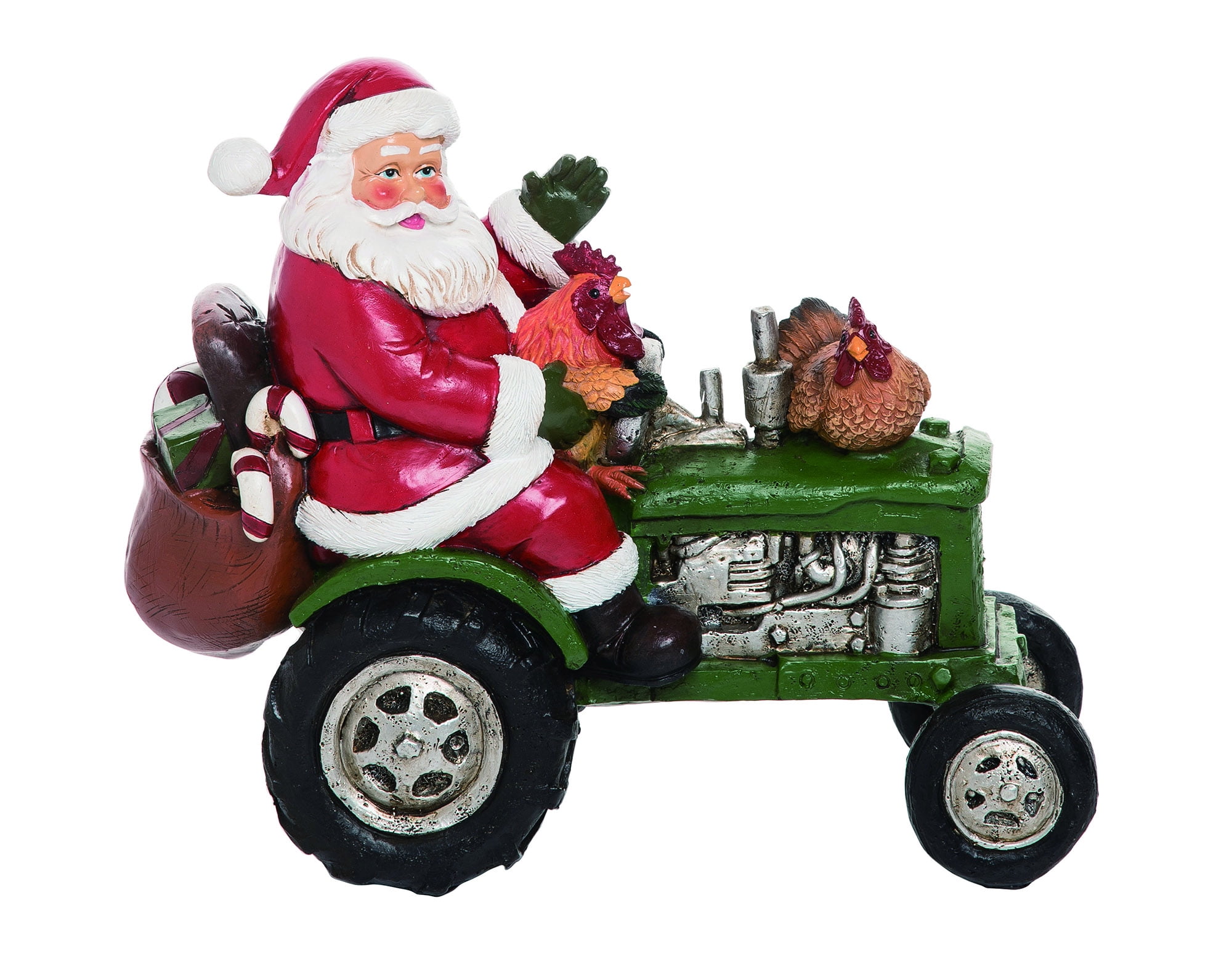Santa Tractor Festive Green 8 x 5 Resin Stone Christmas Holiday ...