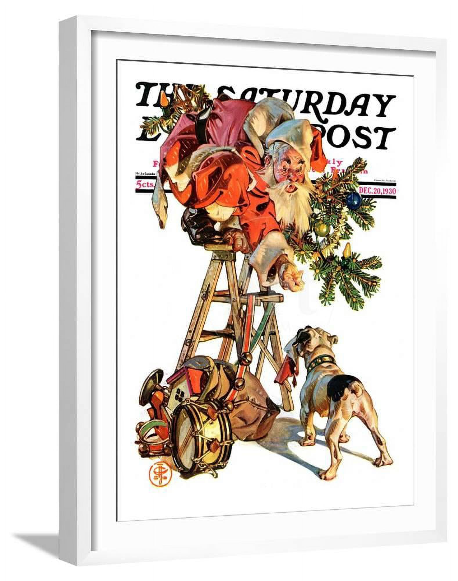 Santa Up a Ladder, Saturday Evening Post Cover, December 20, 1930 ...