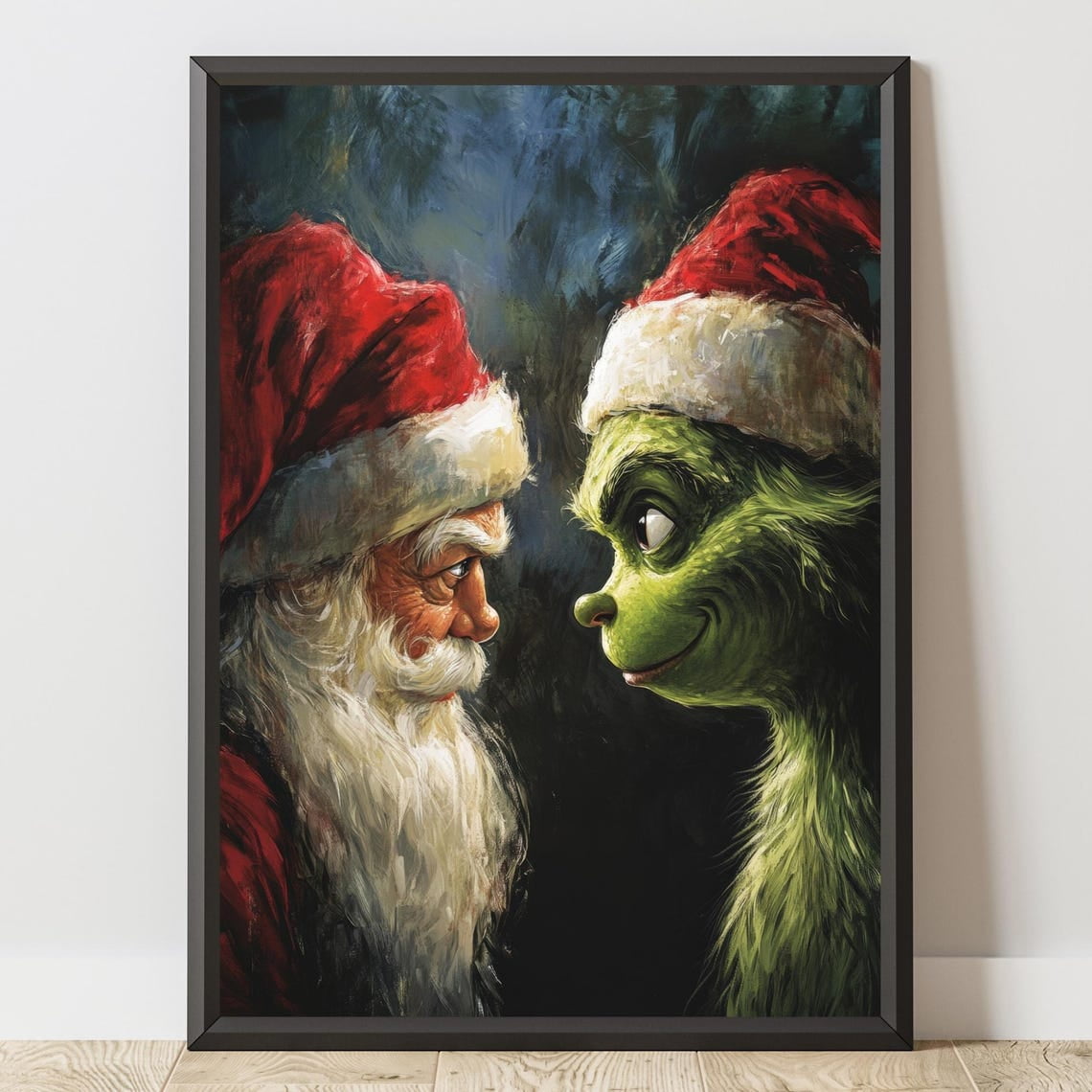 Santa Vs Grinch Art Print: Christmas Wall Art Funny Poster Holiday ...