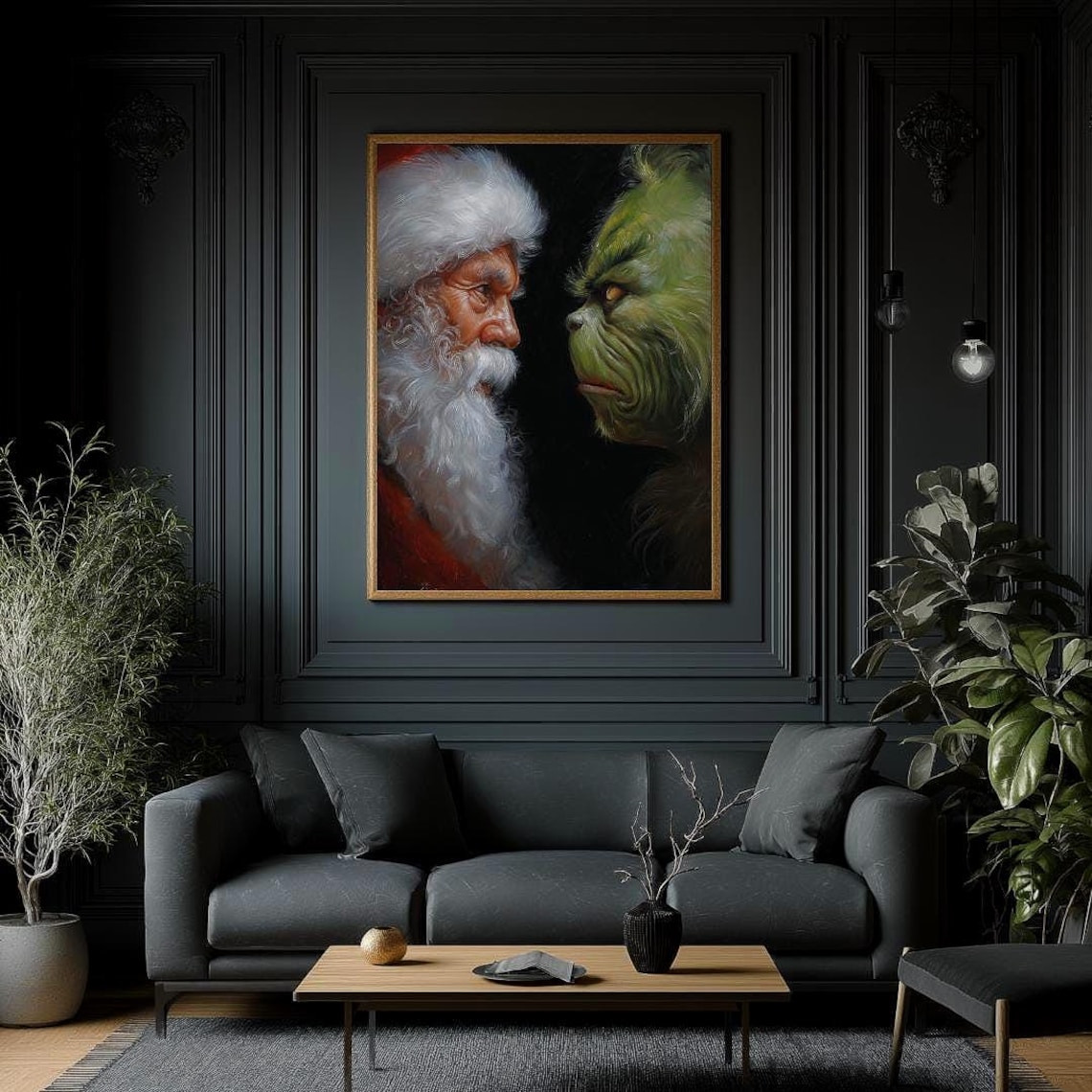 Santa Vs Grinch Art Print – Funny Christmas Poster - Grinch Poster ...