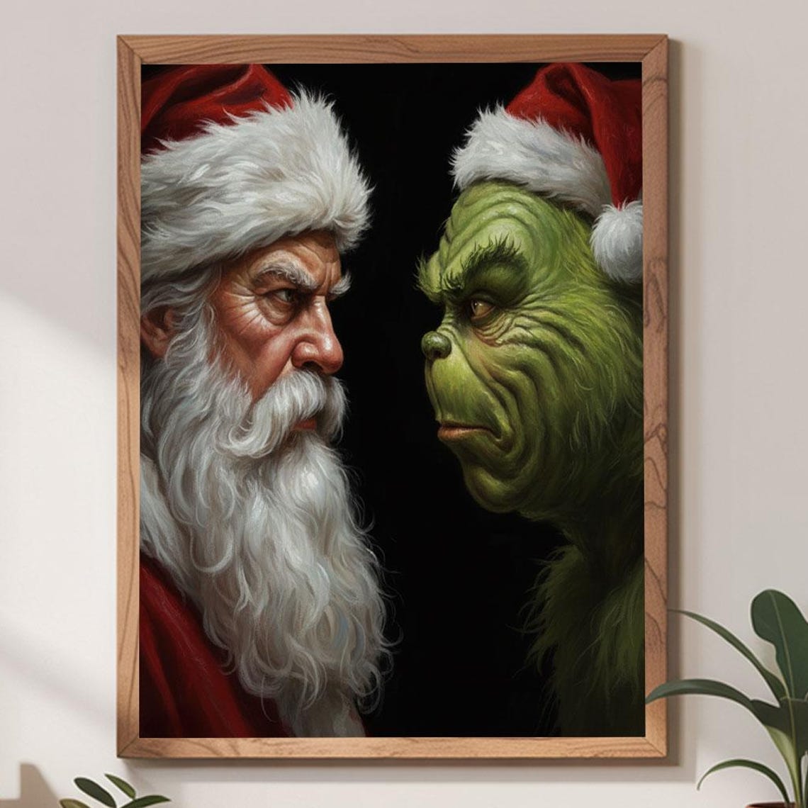 Santa Vs Grinch Standoff Art | Funny Christmas Wall Print | Edgy ...