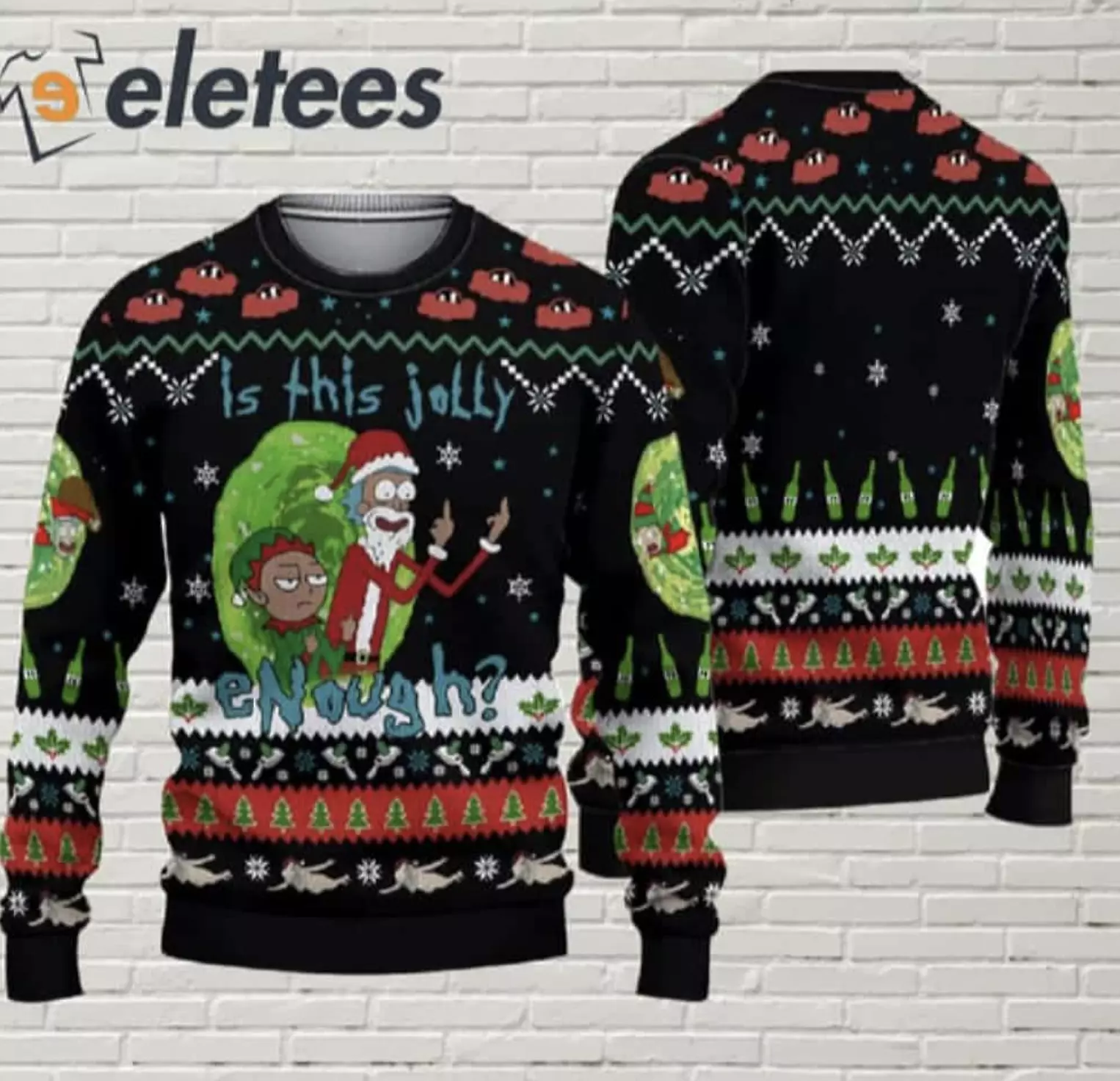 Santa With Elf Is This Jolly Enough Ugly Christmas Sweater - Walmart.com