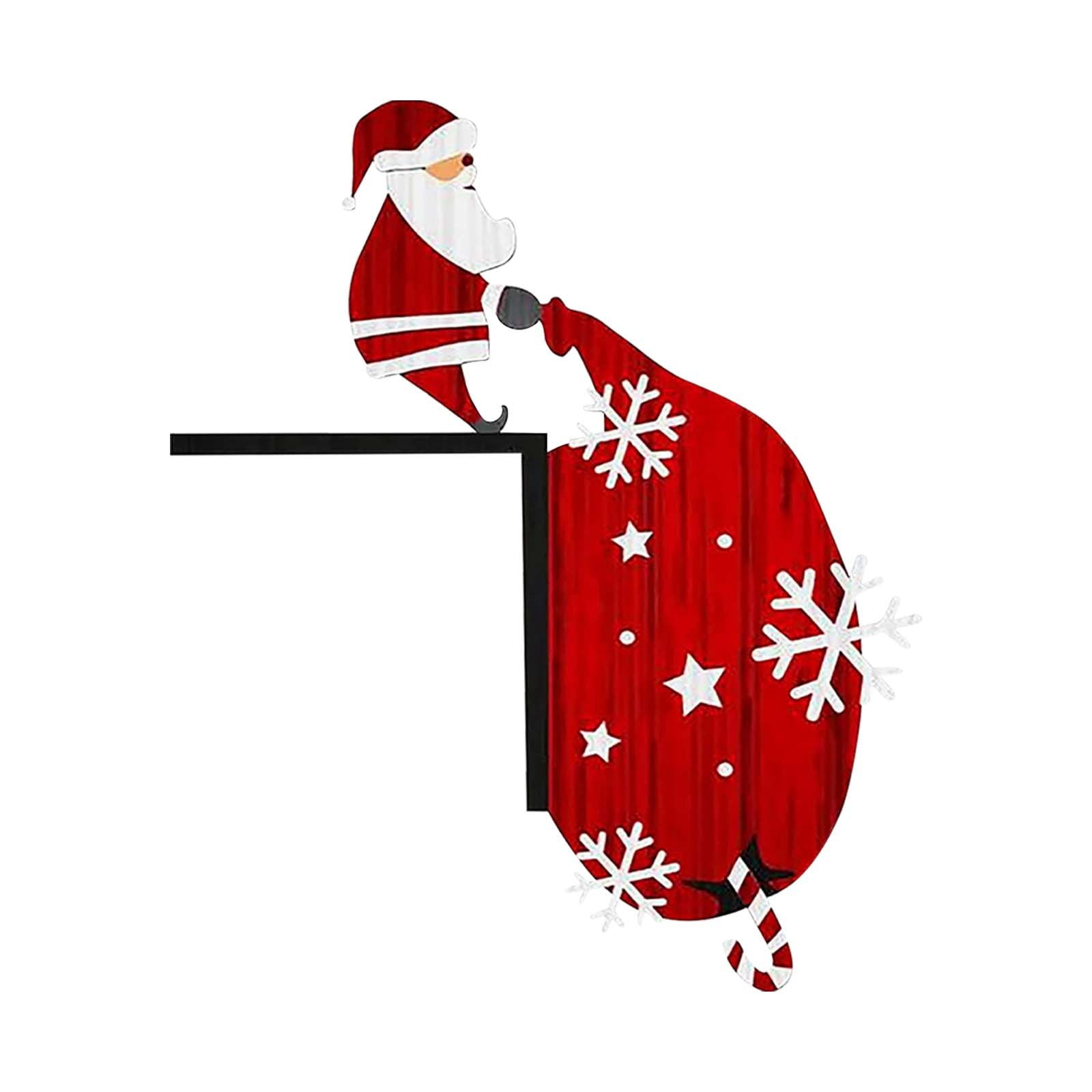 Santa Wooden Door Corner Door Frame Decorative Wall Stickers Holiday ...