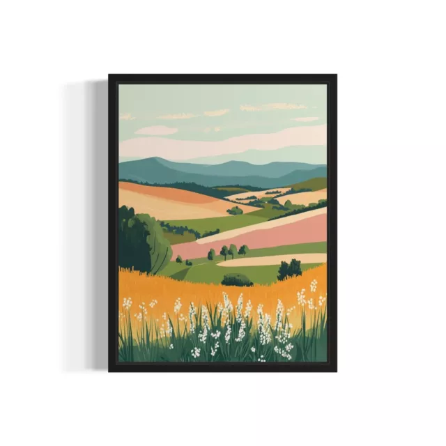 Santa Ynez Valley Boho Pastel Landscape Art Print Poster Wall Art ...