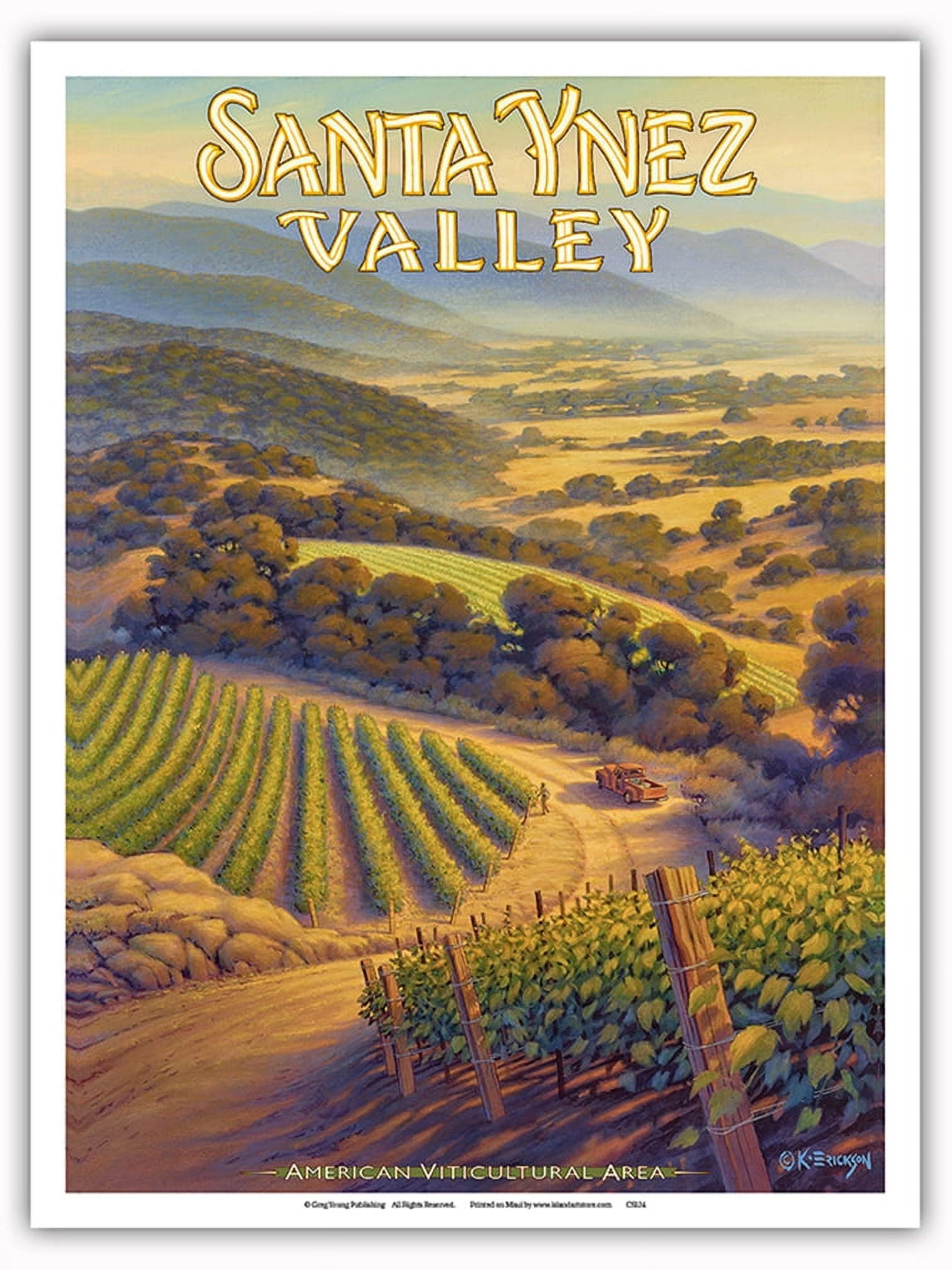 Santa Ynez Valley Wineries - California Vineyards Wine Country Art by Kerne Erickson - Master ...