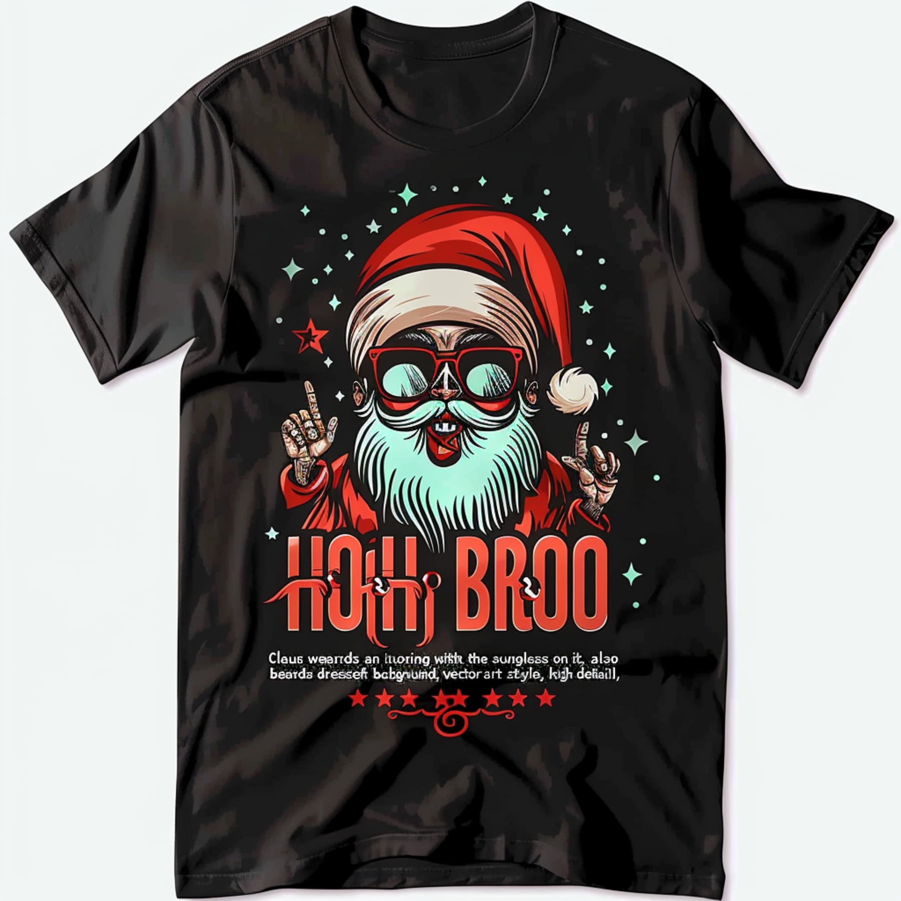 Santa Zombie Black TShirt Ho Ho Bro Santa in Sunglasses High Detail ...