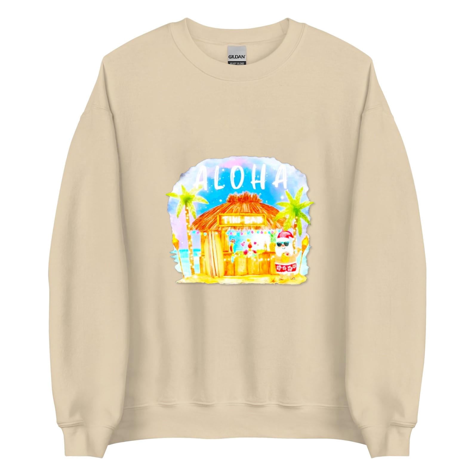 Santa aloha tiki bar on the beach Christmas shirt-removebg-preview ...