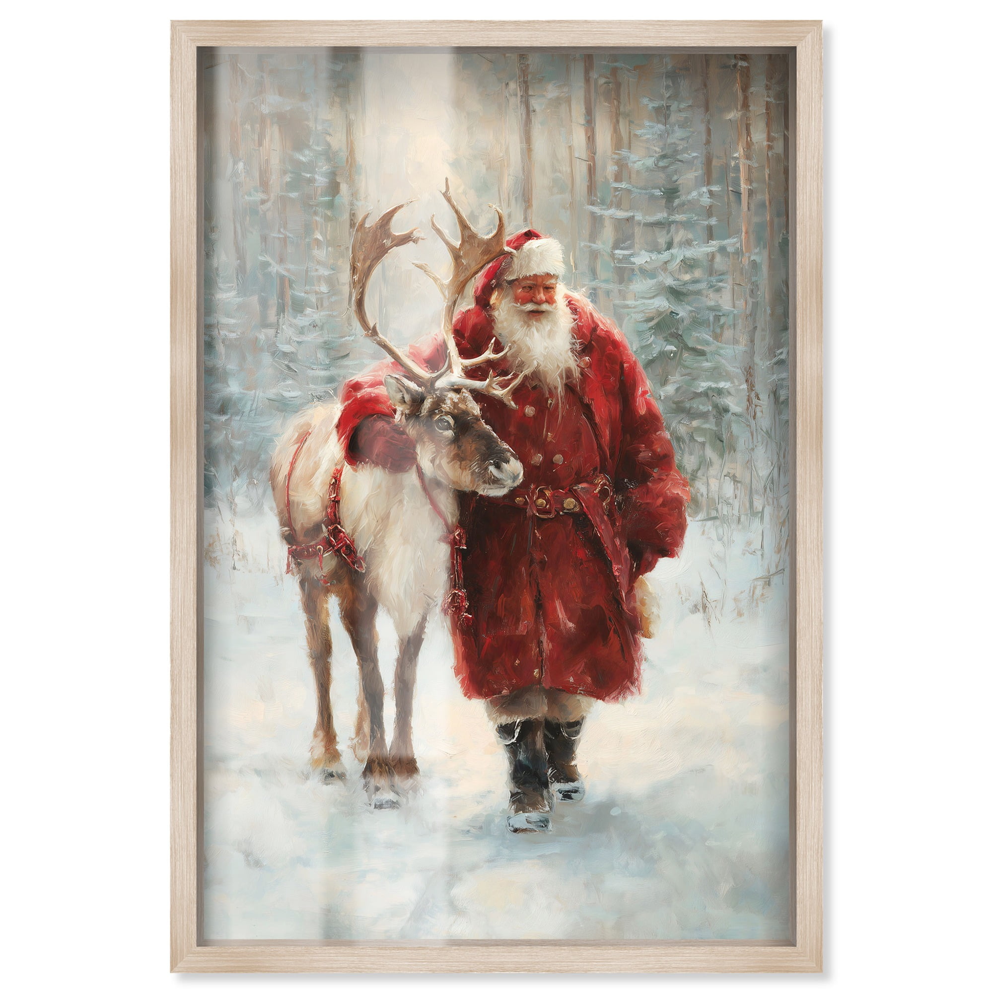 Santa and His Reindeer Shadowbox Print Christmas Wall Decor by Art ...