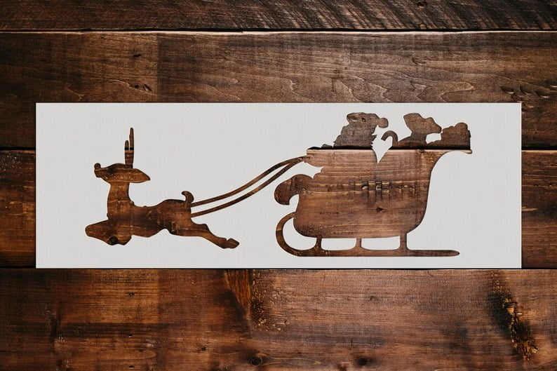 Santa and Rudolph Stencil - Art and Wall Stencil (12"x36") - Walmart.com