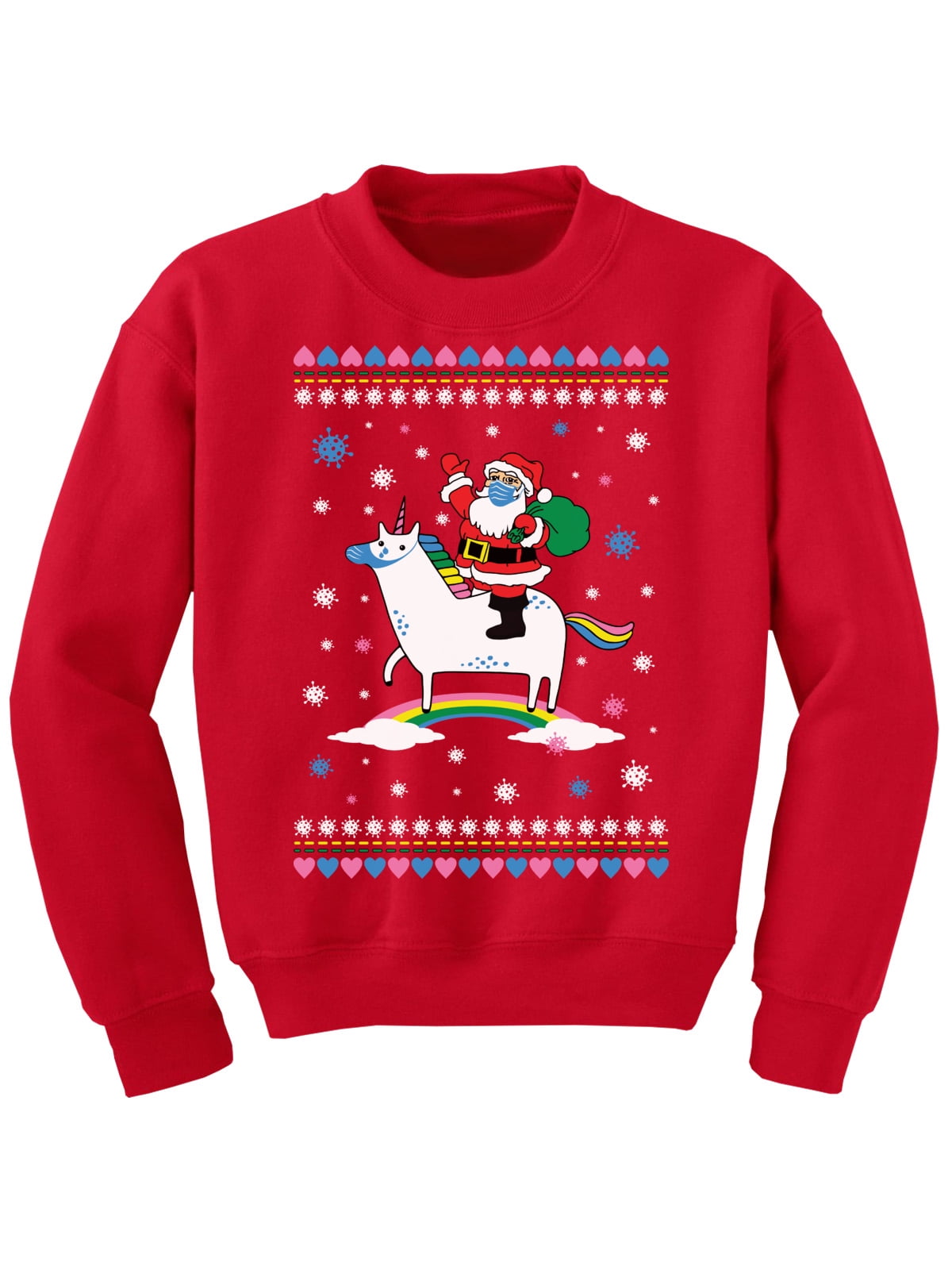 Santa and Unicorn Kids Sweater Merry Christmas Youth Sweatshirt Funny ...
