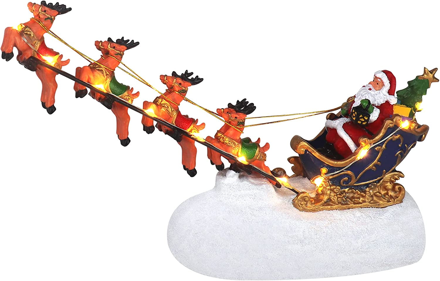 Santa in Reindeer Sleigh Christmas Village Pre-lit Musical Christmas ...