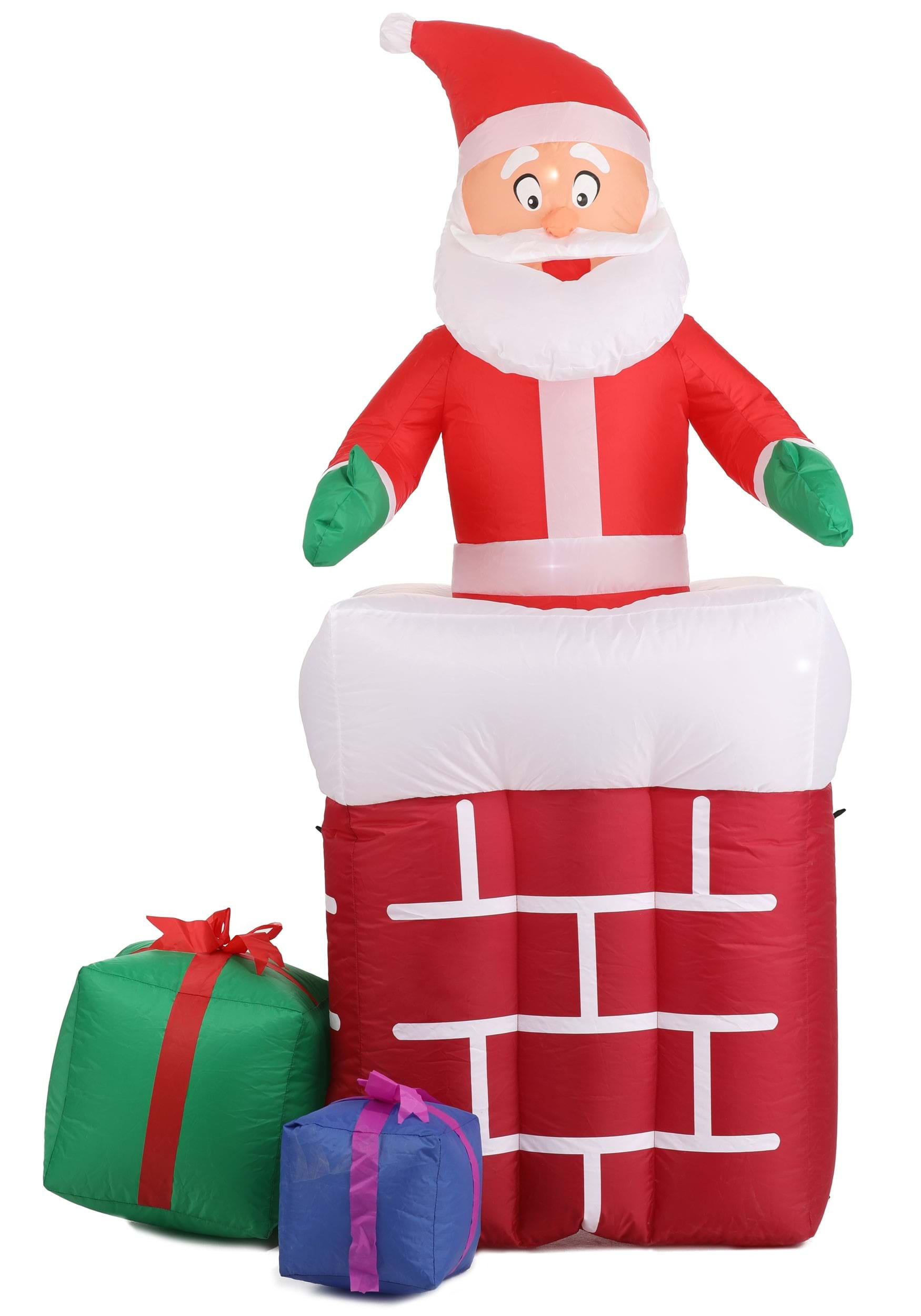 FUN Costumes Santa in Chimney Inflatable Christmas Decoration, 5 Ft ...