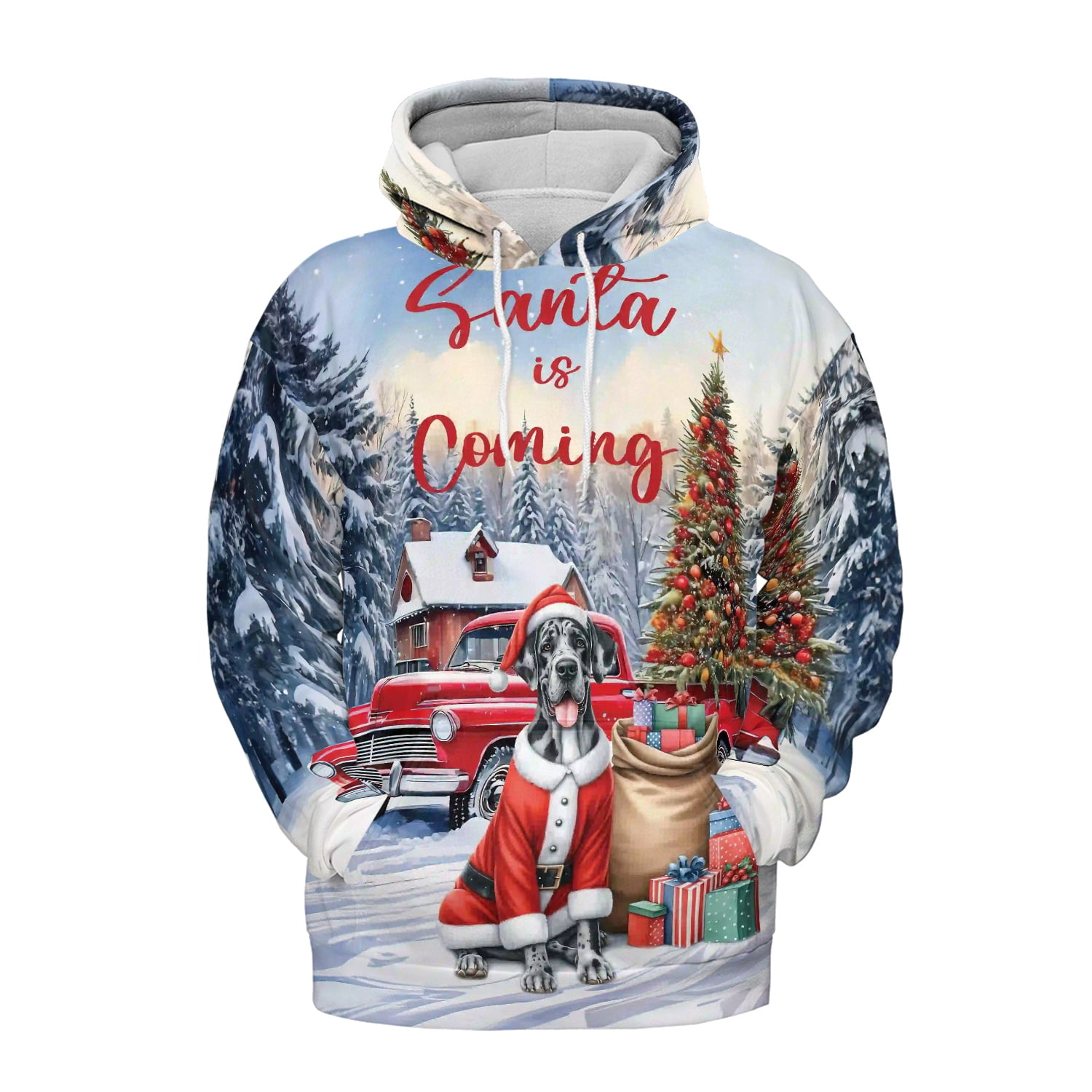 Santa is Coming Great Dane Merry Christmas Xmas Noel Truck Tree All ...