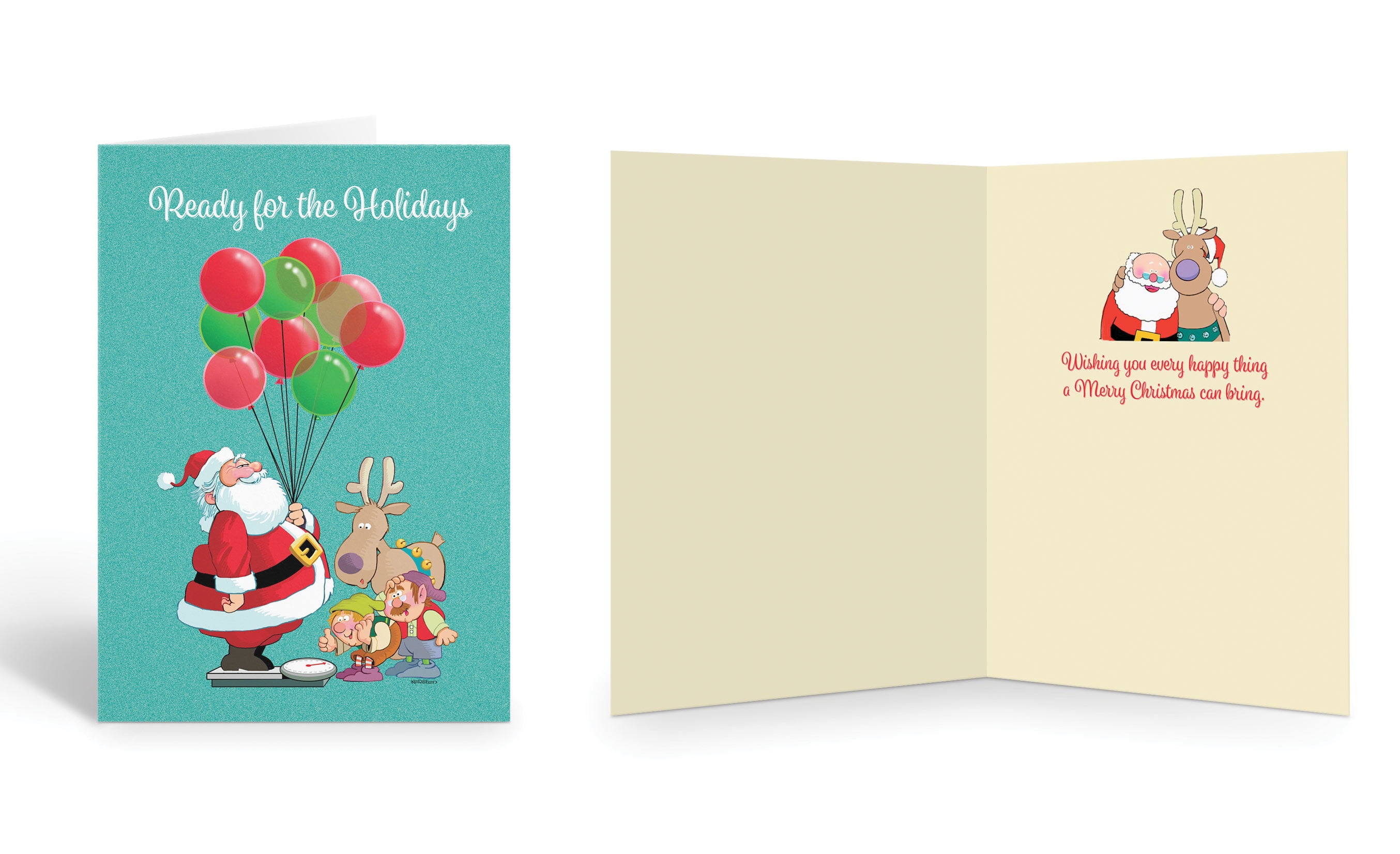 Santa is Trying to Cheat the Scale with Balloons Funny Christmas Card ...