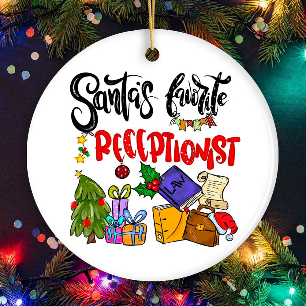 Santa’s Favorite Receptionist Holiday Office Christmas Ornament, Front ...
