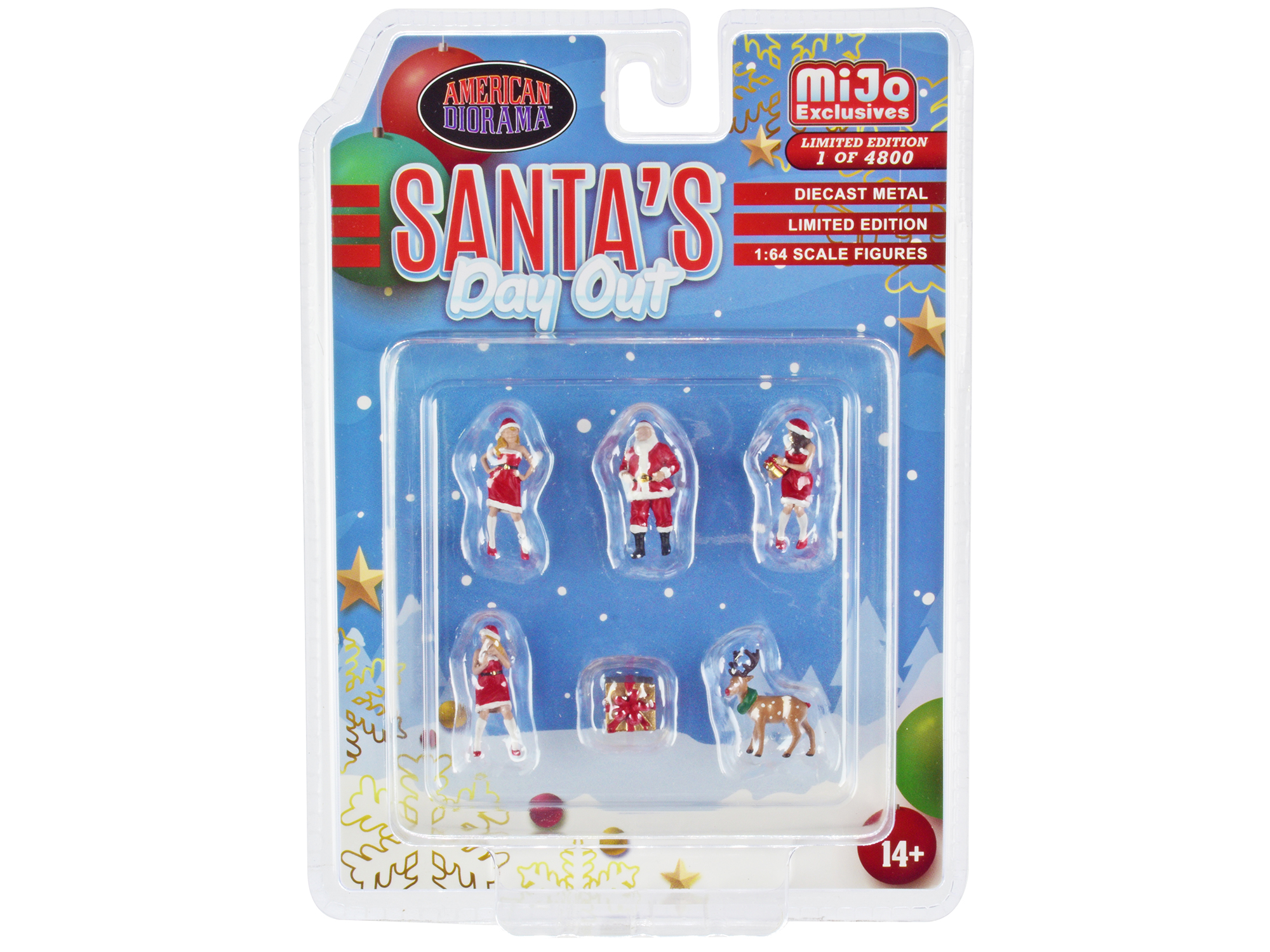 "Santa's Day Out" 6 piece Diecast Set (1 Man 2 Women 1 Reindeer 1 ...