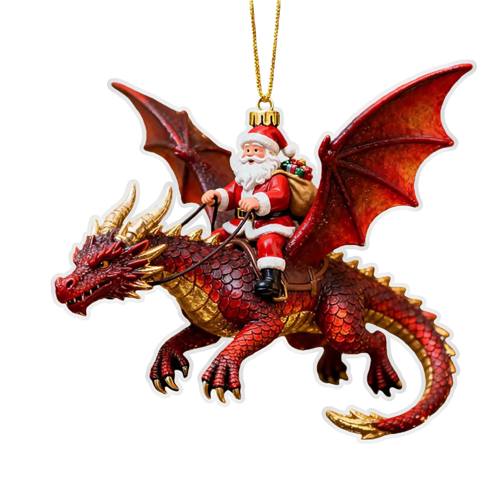Santa's Dragon Riders Ornament Collection, Fantasy Holiday Decor with ...