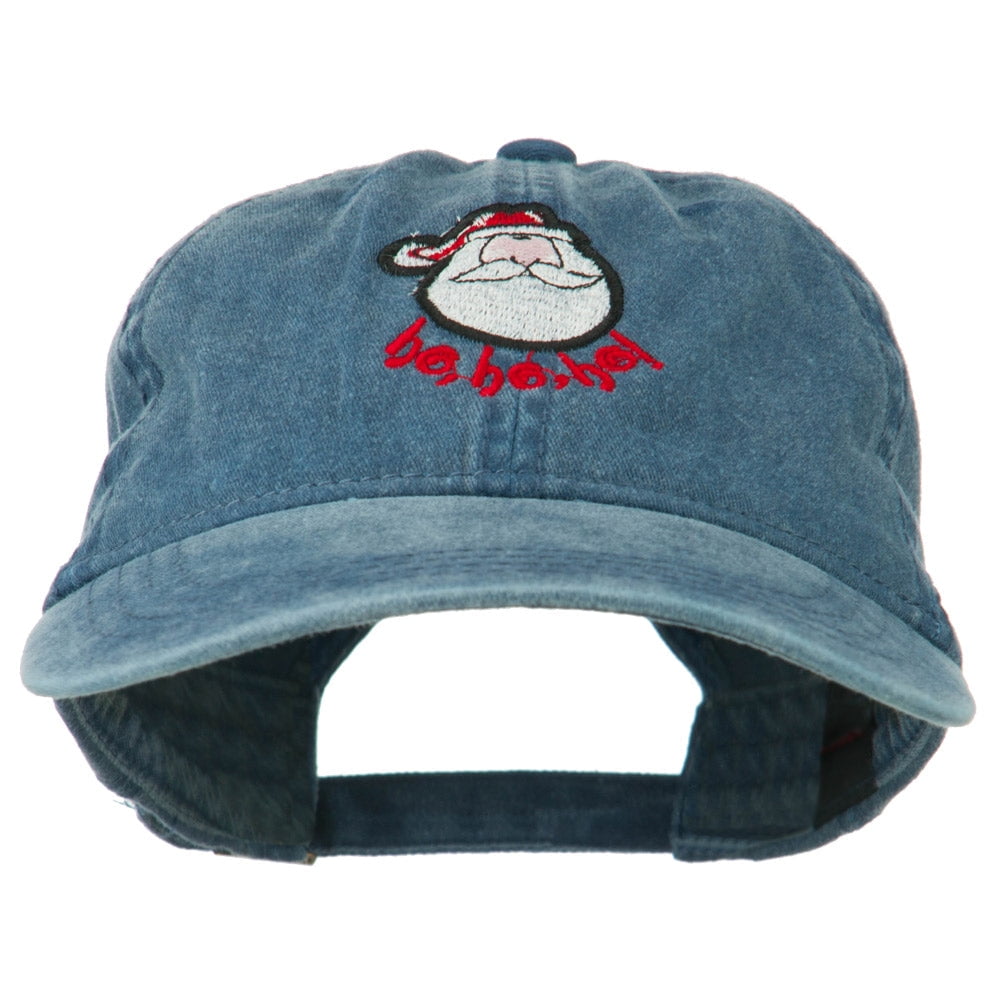 Santa's Face Ho Ho Ho Embroidered Washed Dyed Cap - Navy OSFM - Walmart.com