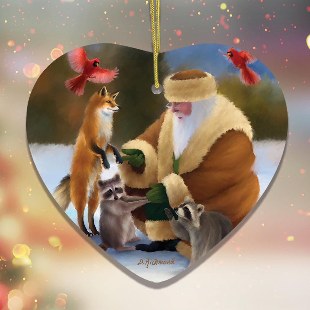 Santa's Farm Critters Christmas Ornament, Folk Themed Raccoon, Fox, and ...