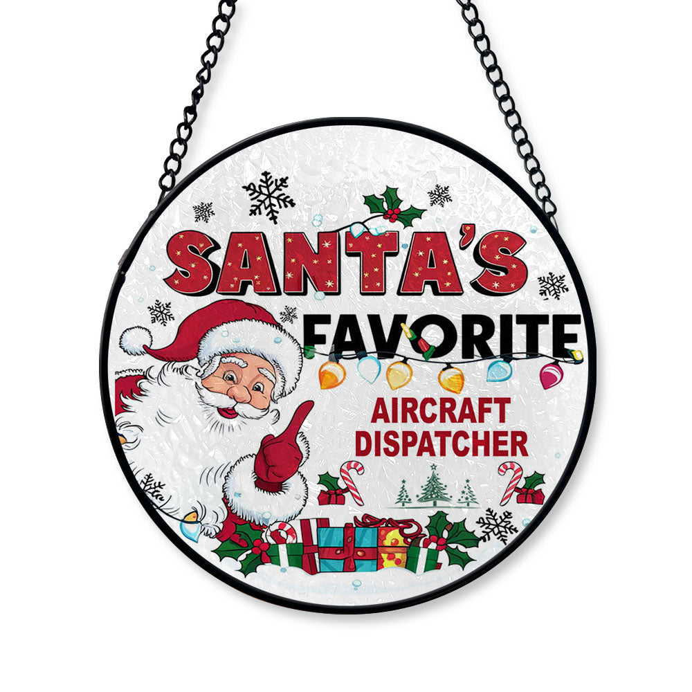 Santa’s Favorite Aircraft Dispatcher Stained Glass Window Hanging 2025 ...