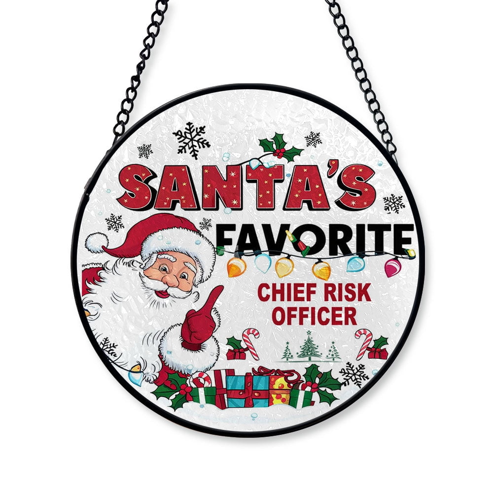 Santa’s Favorite Chief Risk Officer Stained Glass Window Hanging 2025 ...