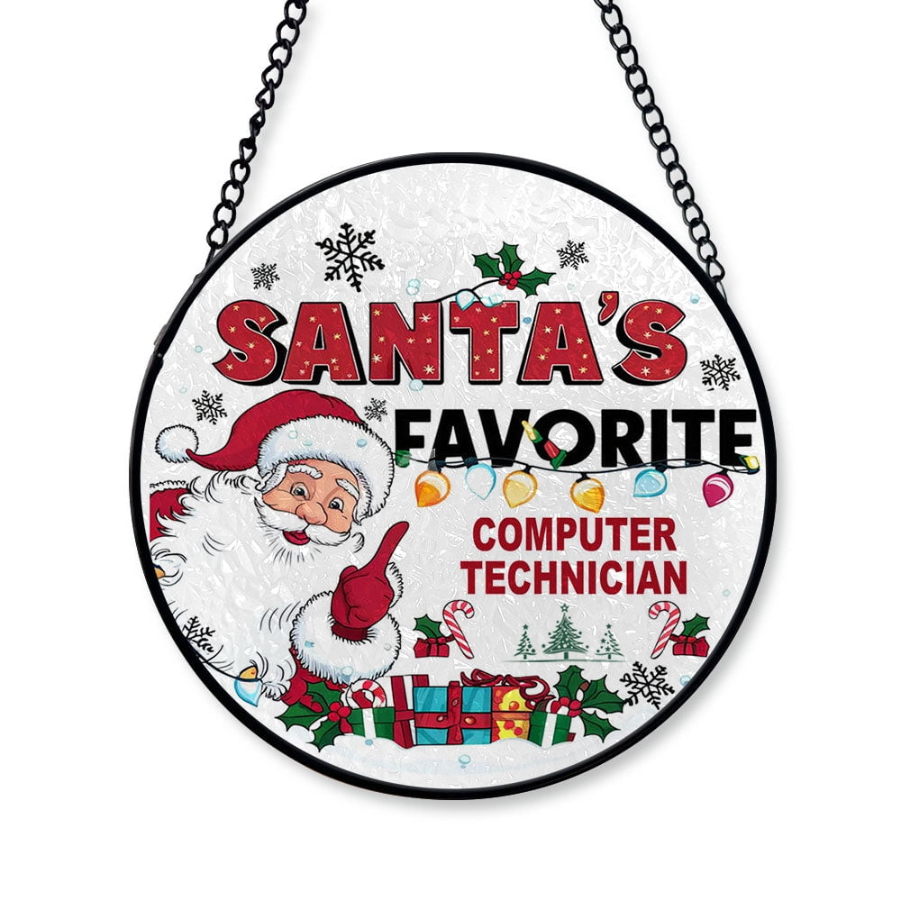 Santa’s Favorite Computer Technician Stained Glass Window Hanging 2025 ...