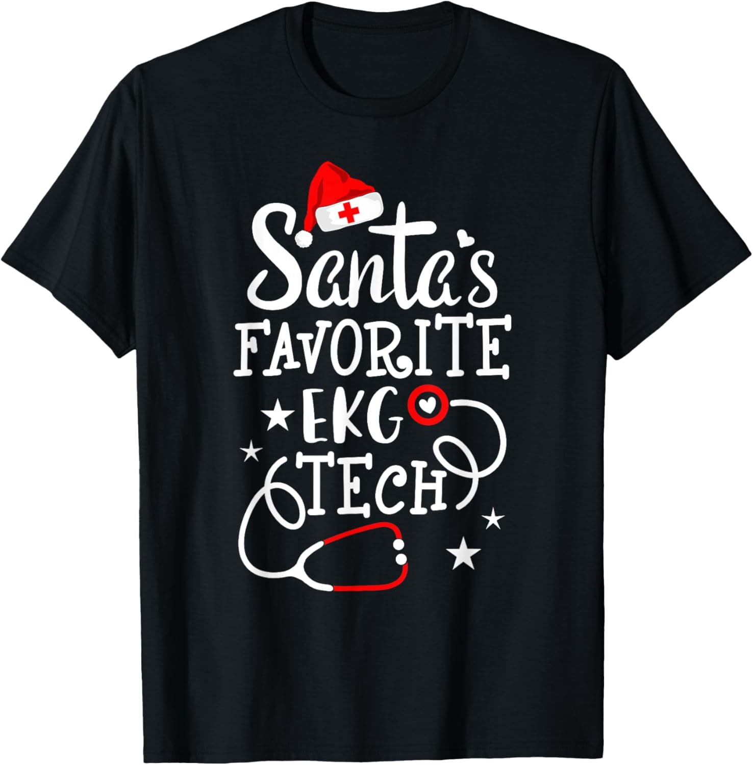Santa's Favorite EKG Tech Merry Christmas Electrocardiograph T-Shirt ...