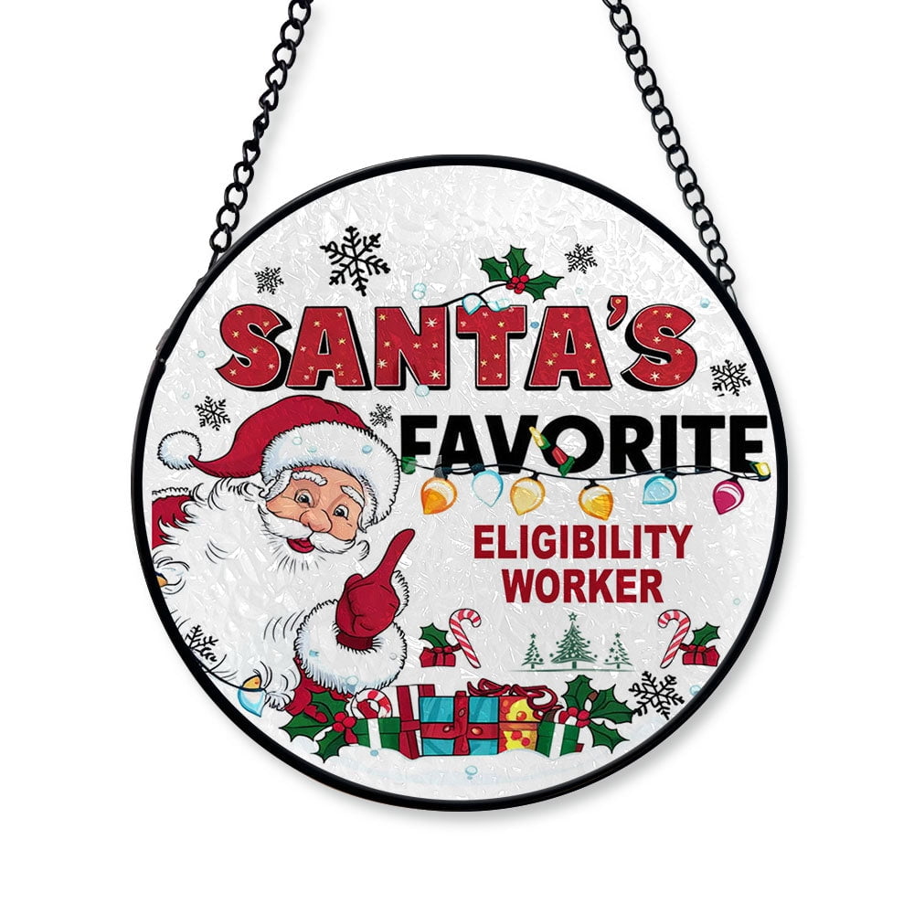 Santa’s Favorite Eligibility Worker Stained Glass Window Hanging 2025 ...