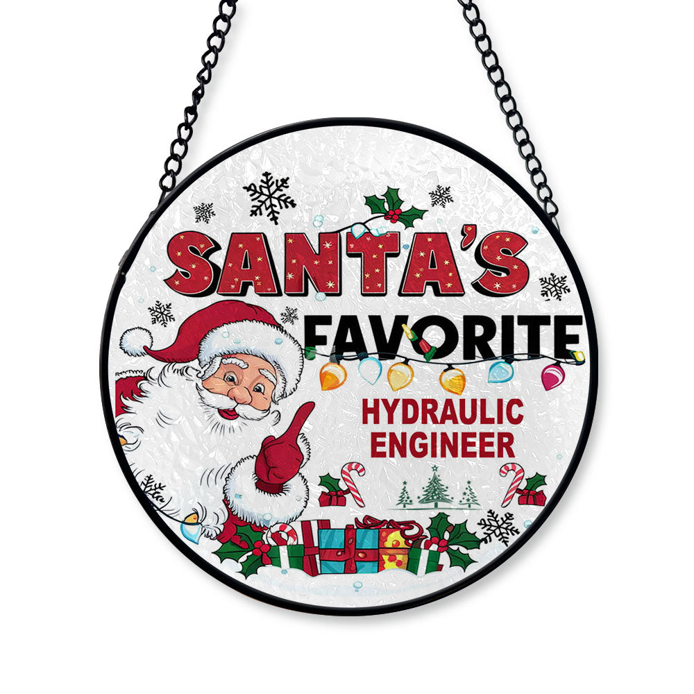 Santa’s Favorite Hydraulic Engineer Stained Glass Window Hanging 2025 ...