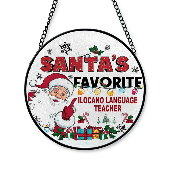 Santa’s Favorite Ilocano Language Teacher Stained Glass Window Hanging ...