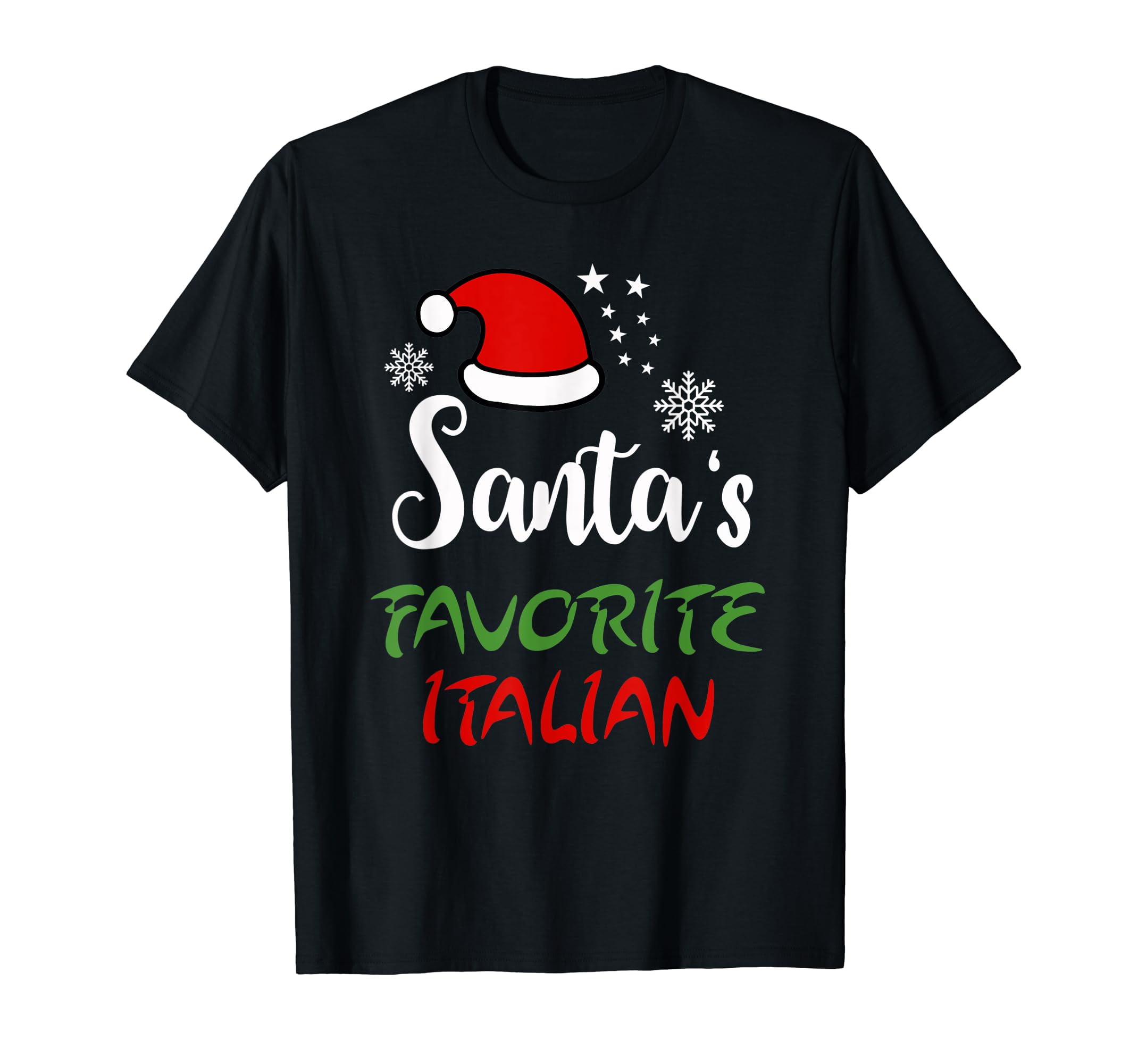 Santa's Favorite Italian Tee Funny Santa Hat Christmas Gift T-Shirt ...