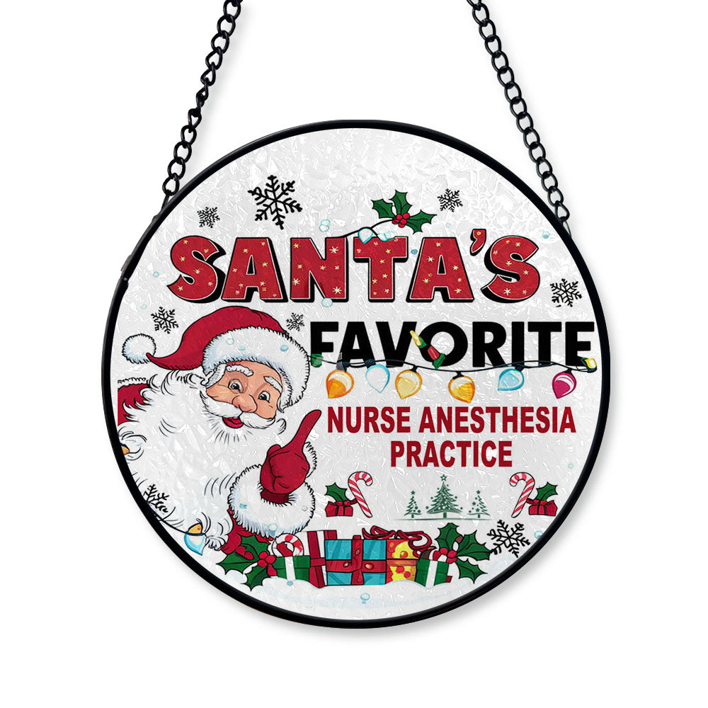 Santa’s Favorite Nurse Anesthesia Practice Stained Glass Window Hanging ...