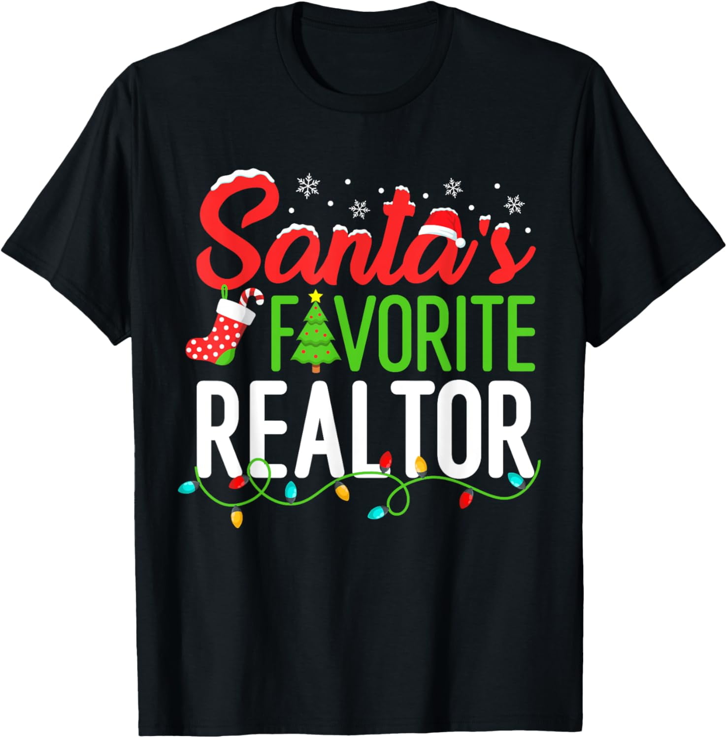 Santa's Favorite Realtor Christmas Real Estate Agent Funny T-Shirt ...