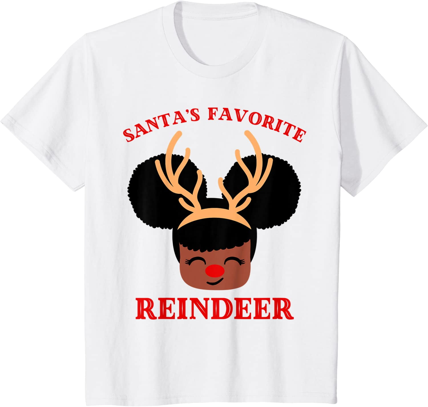Santa's Favorite Reindeer Cute Girl Afro Puffs Christmas - Walmart.com