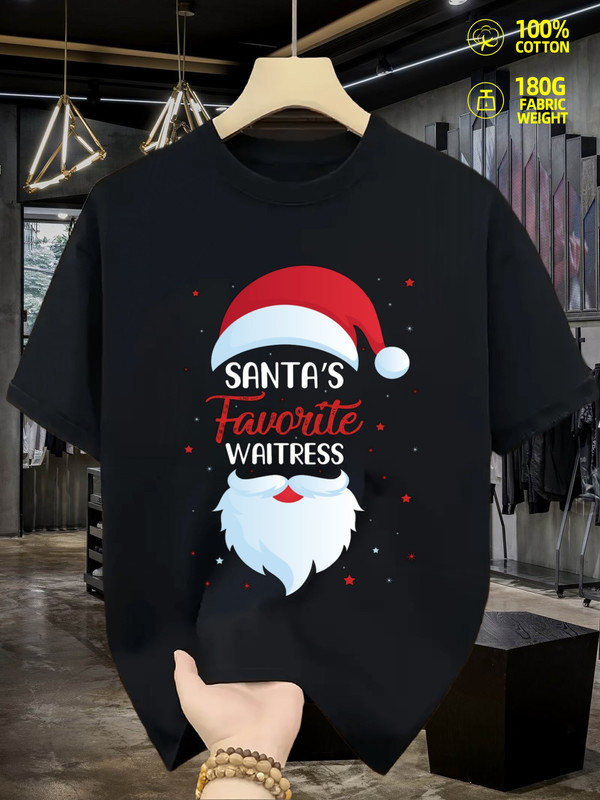 Santa's Favorite Waitress Christmas graphic t shirts comfort colors ...