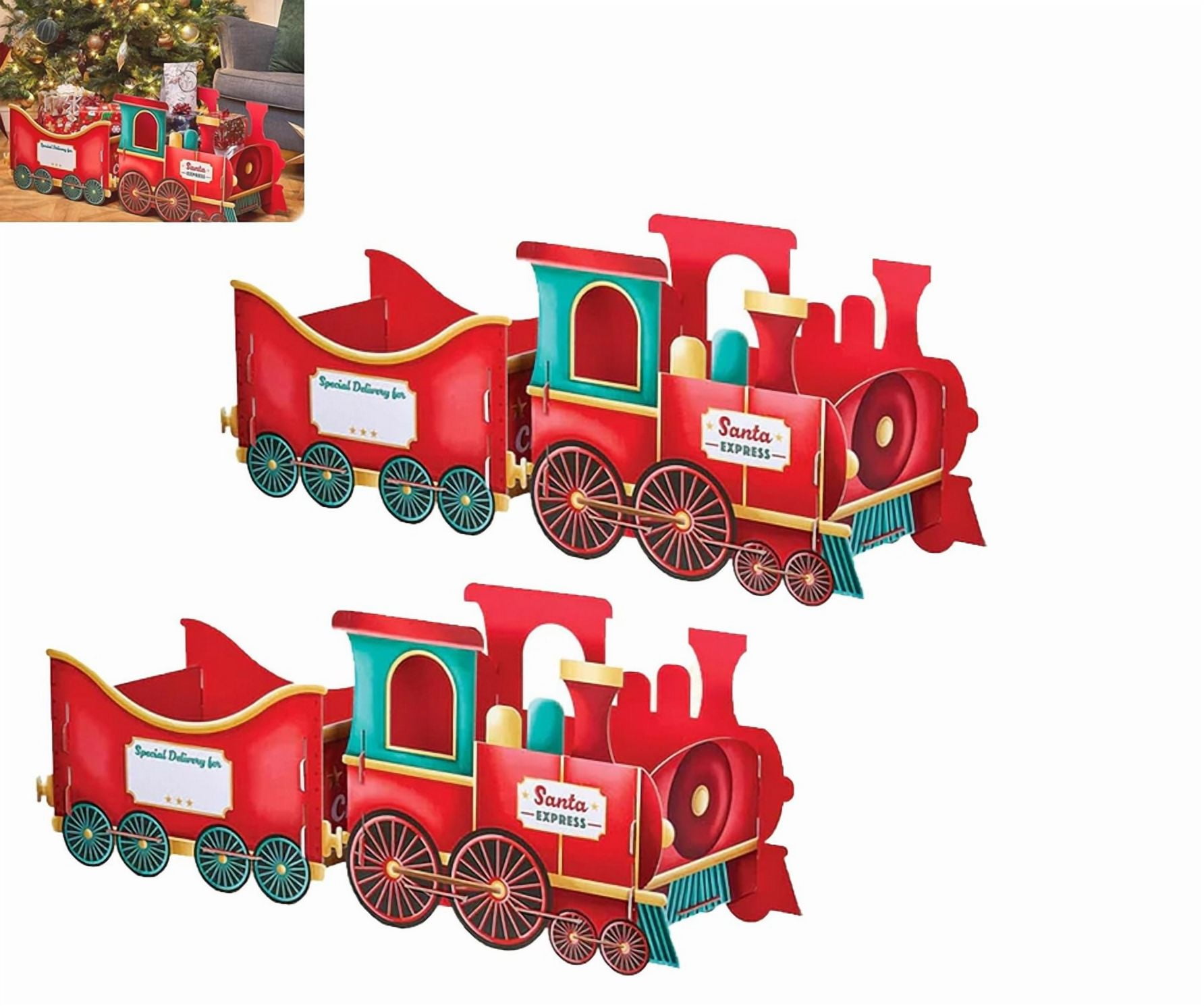Santa's Gift Train - Christmas Presents Train Decoration with Spacious Gift Holder Compartments ...