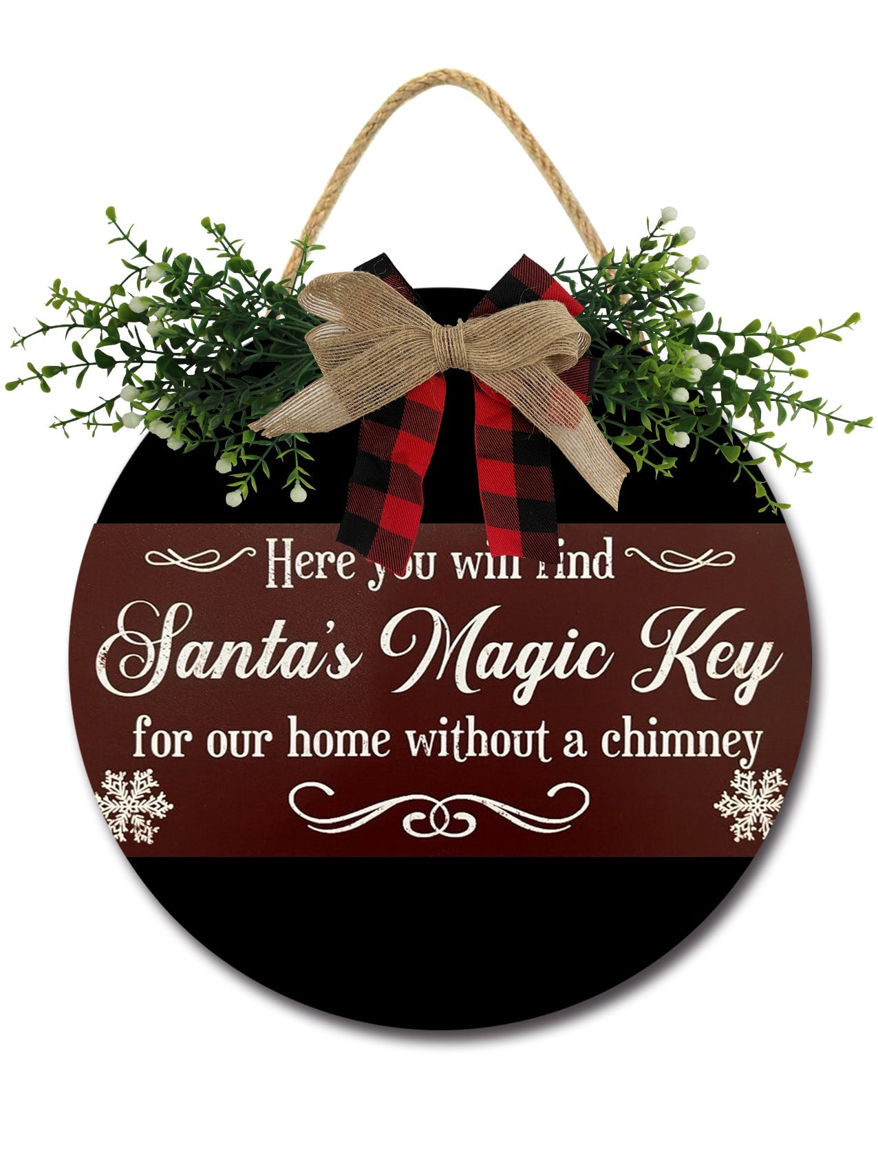 Santa’s Magic Key Sign Front for Door Decoration, 11" Round Wood ...