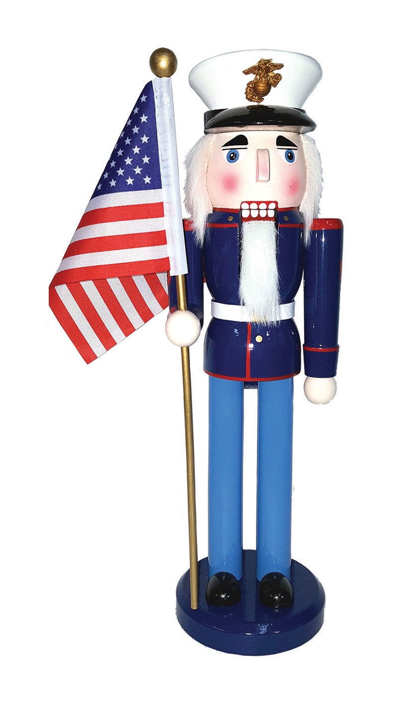 Santa's Workshop 14" Marine Nutcracker With Flag - Walmart.com