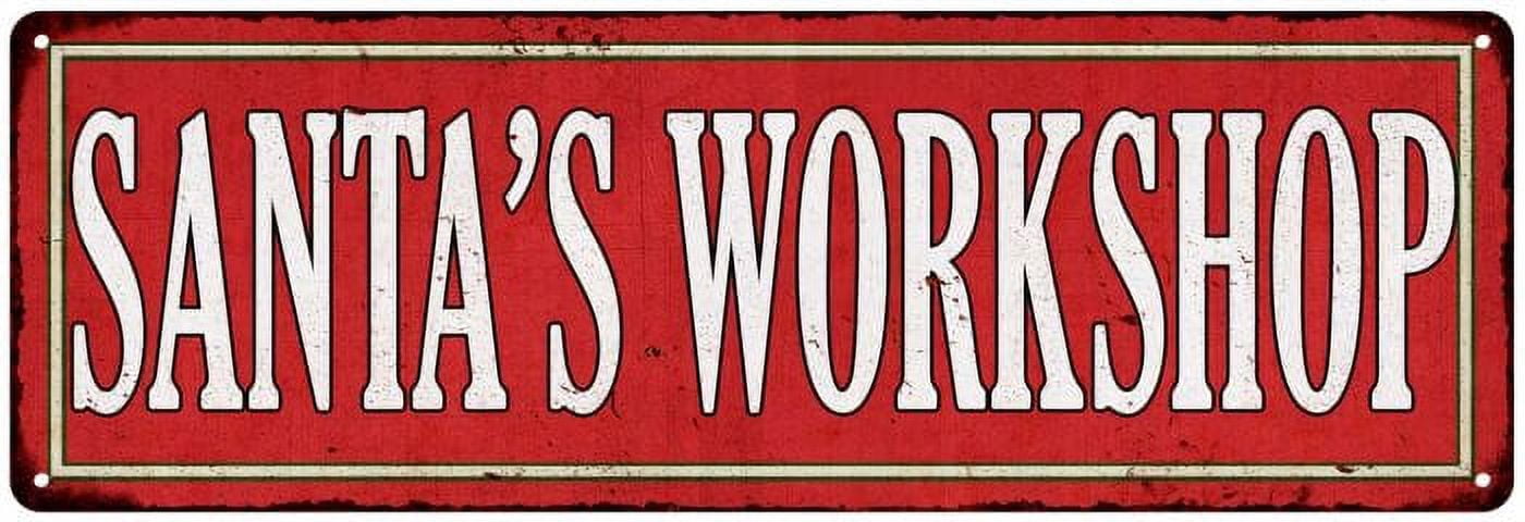 Santa's Workshop Holiday Christmas Metal Sign 6x18 206180065002 ...