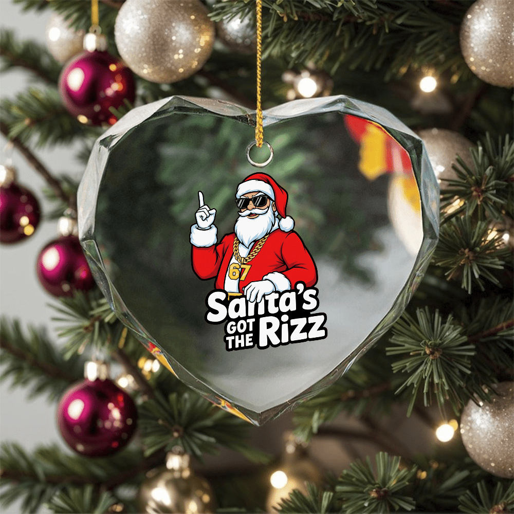 Santa's got The Rizz 67 Ornament, Home Decor, Crystal Glass Ornament ...