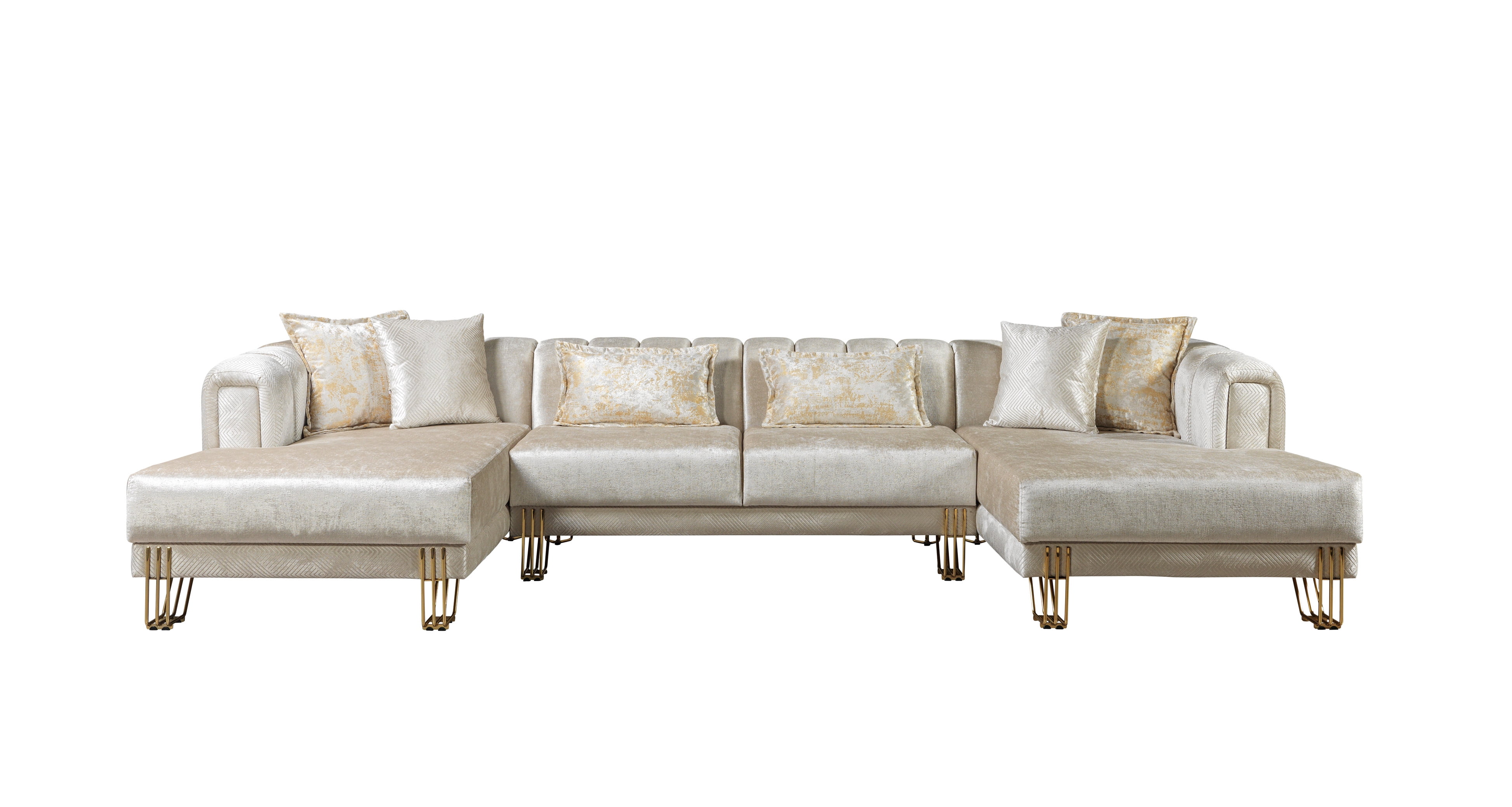 Santana Ivory Velvet Double Chaise Sectional - Walmart.com