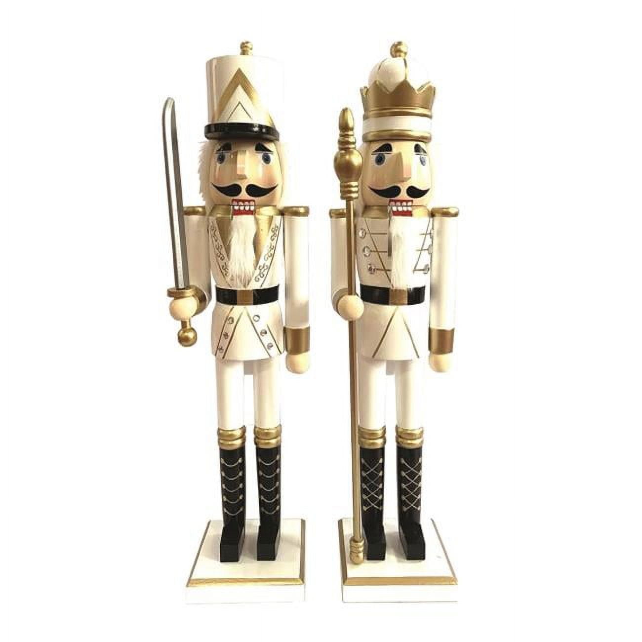 Santas Workshop 70217 24 in. White & Gold King & Guard Nutcracker - Set ...
