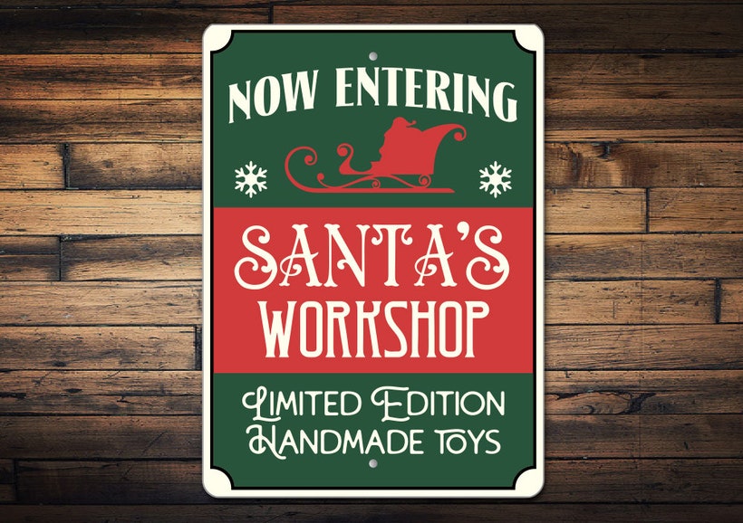 Santas Workshop Entrance Sign Workshop Sign Christmas Toy Shop ...