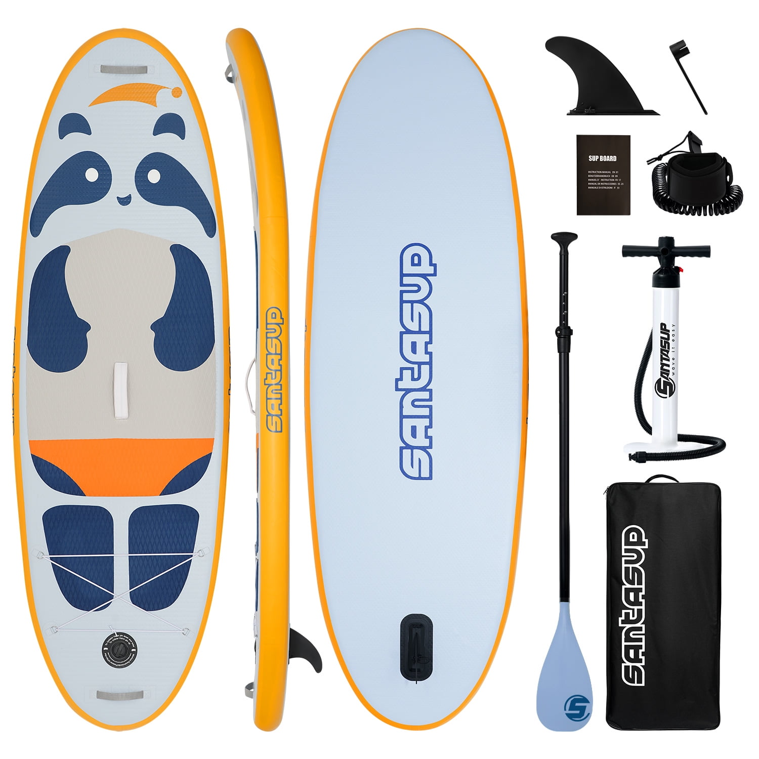 Santasup Kids Inflatable Paddle Board, 8ft Blue Panda with Paddle Board ...