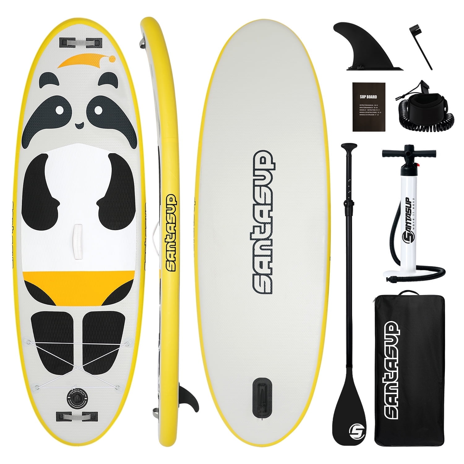 Santasup Kids Stand Up Paddle Board, 8ft Black Panda with Paddle Board ...
